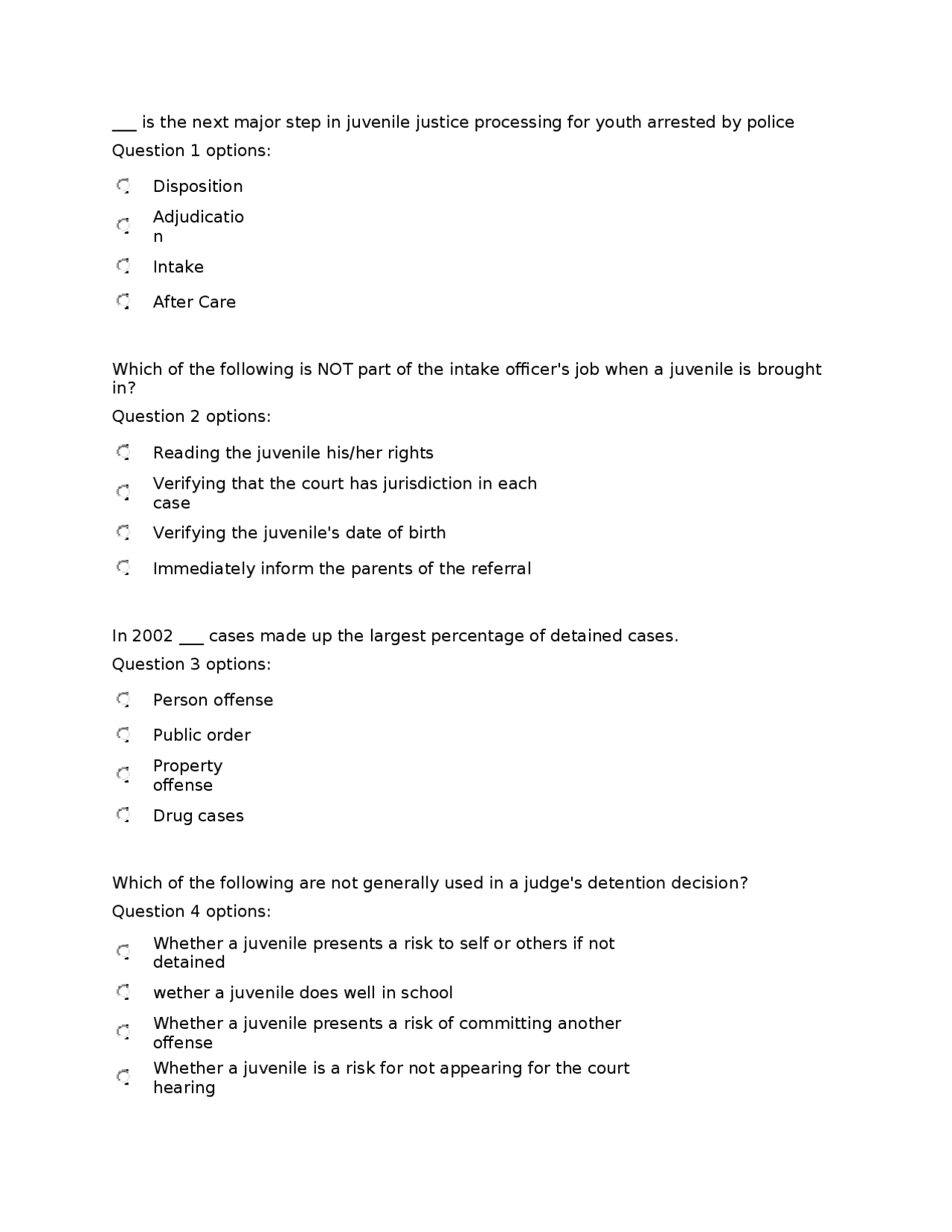 Solved Multiple Choice Questions Of Juvenile Justice System Quiz 3