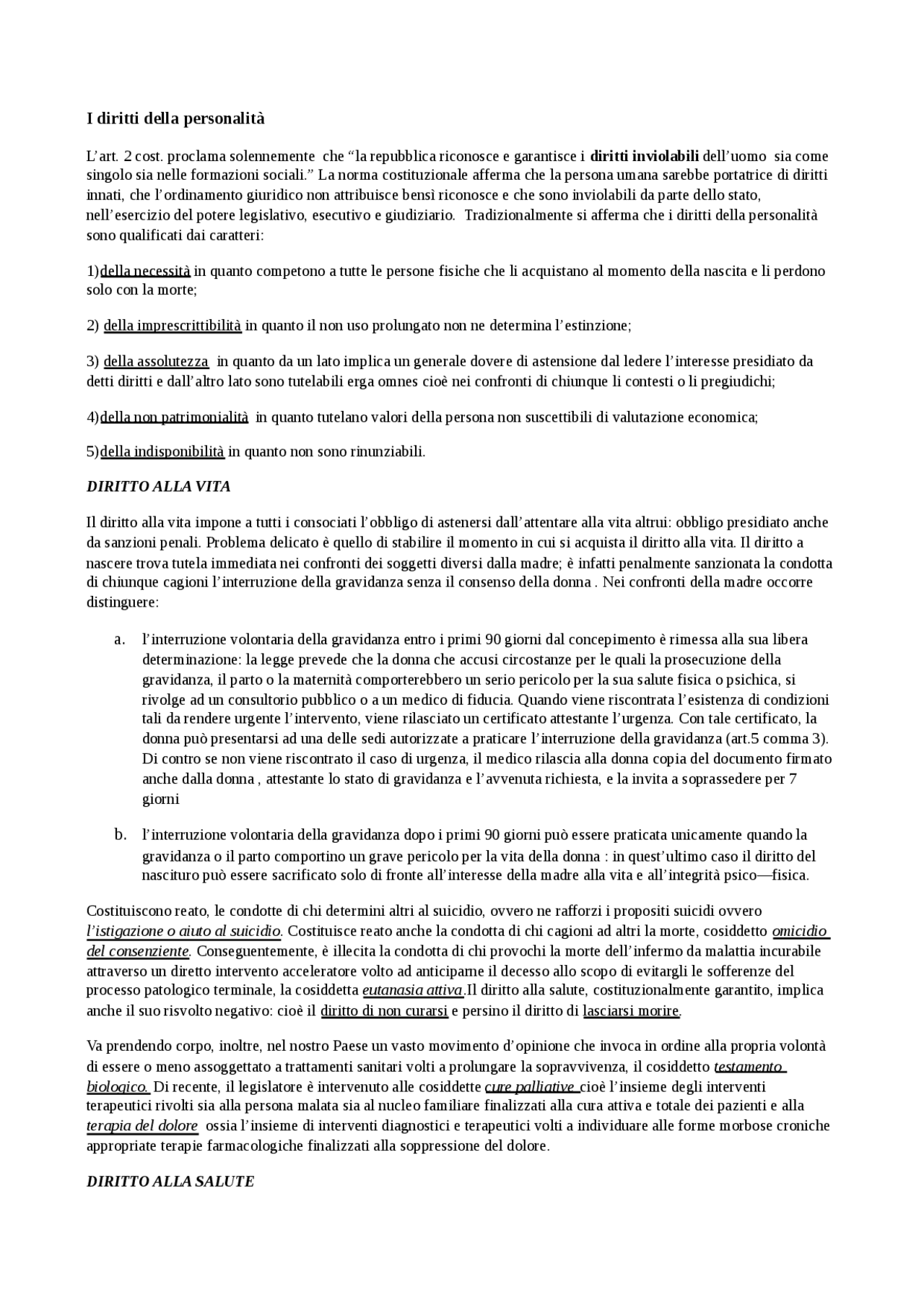 I Diritti Della Personalità Docsity