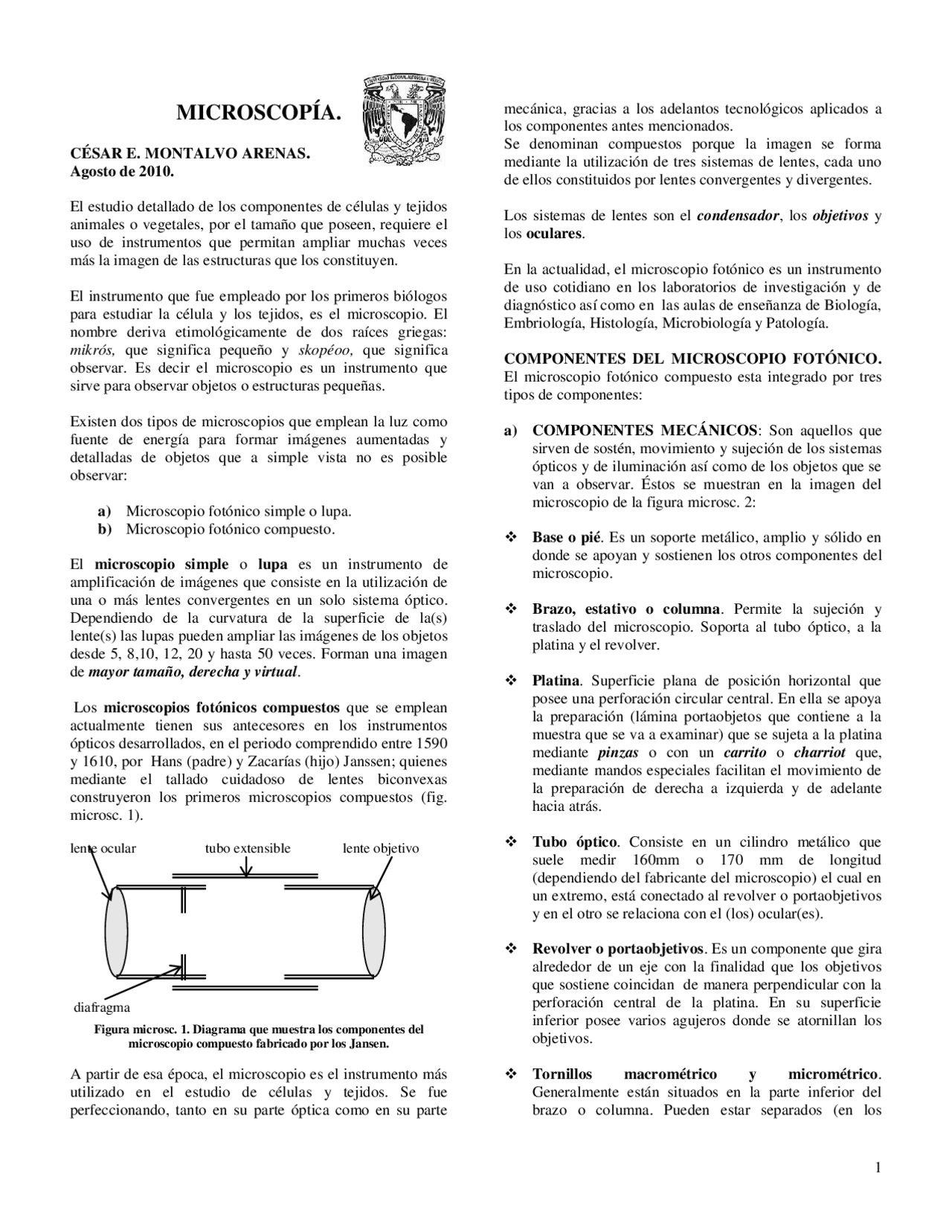 Microscopía Apuntes Histología Docsity