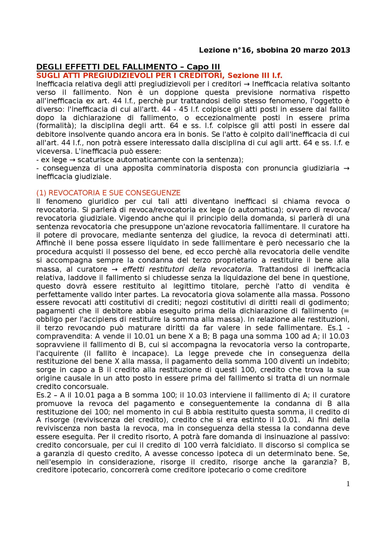 Diritto Fallimentare Parte Seconda Docsity