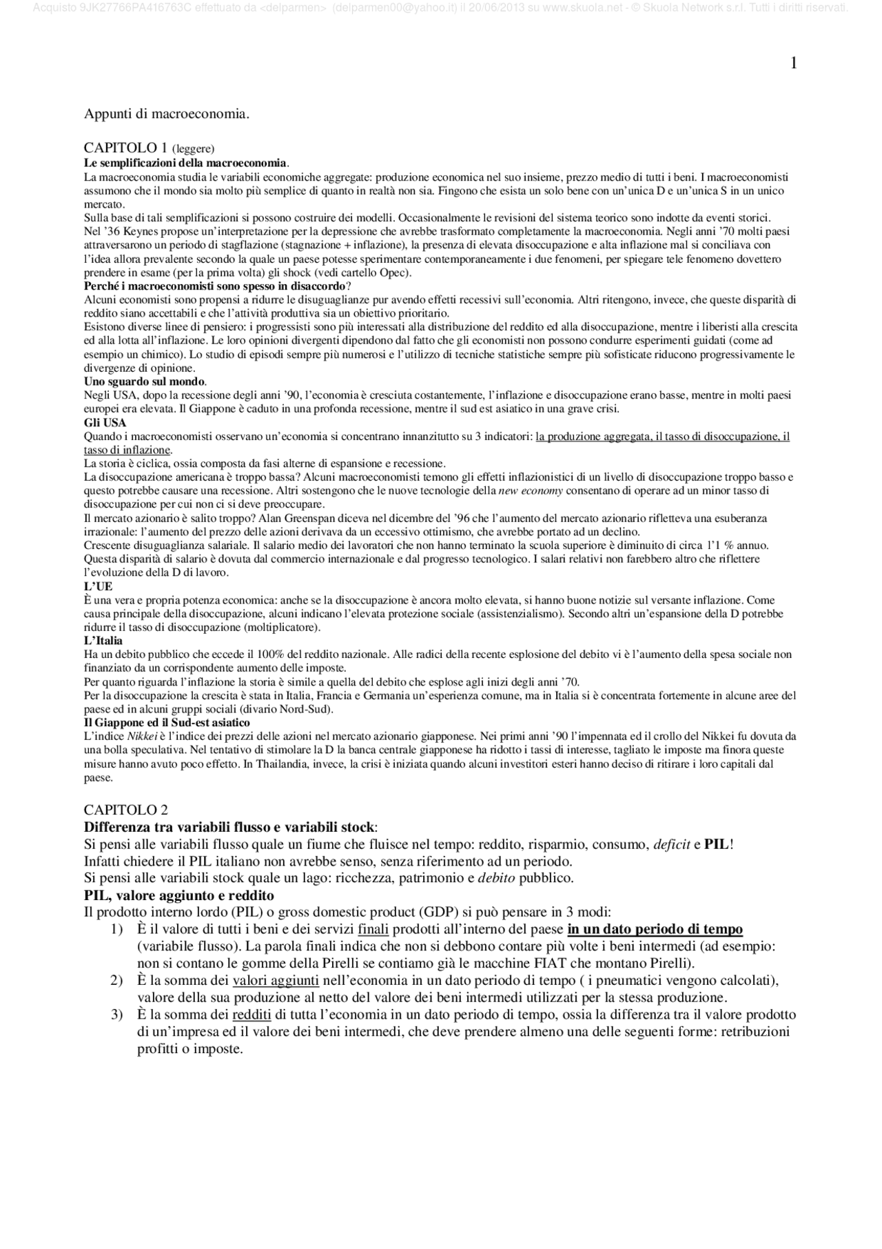 Macroeconomia Blanchard Riassunto E Appunti Docsity