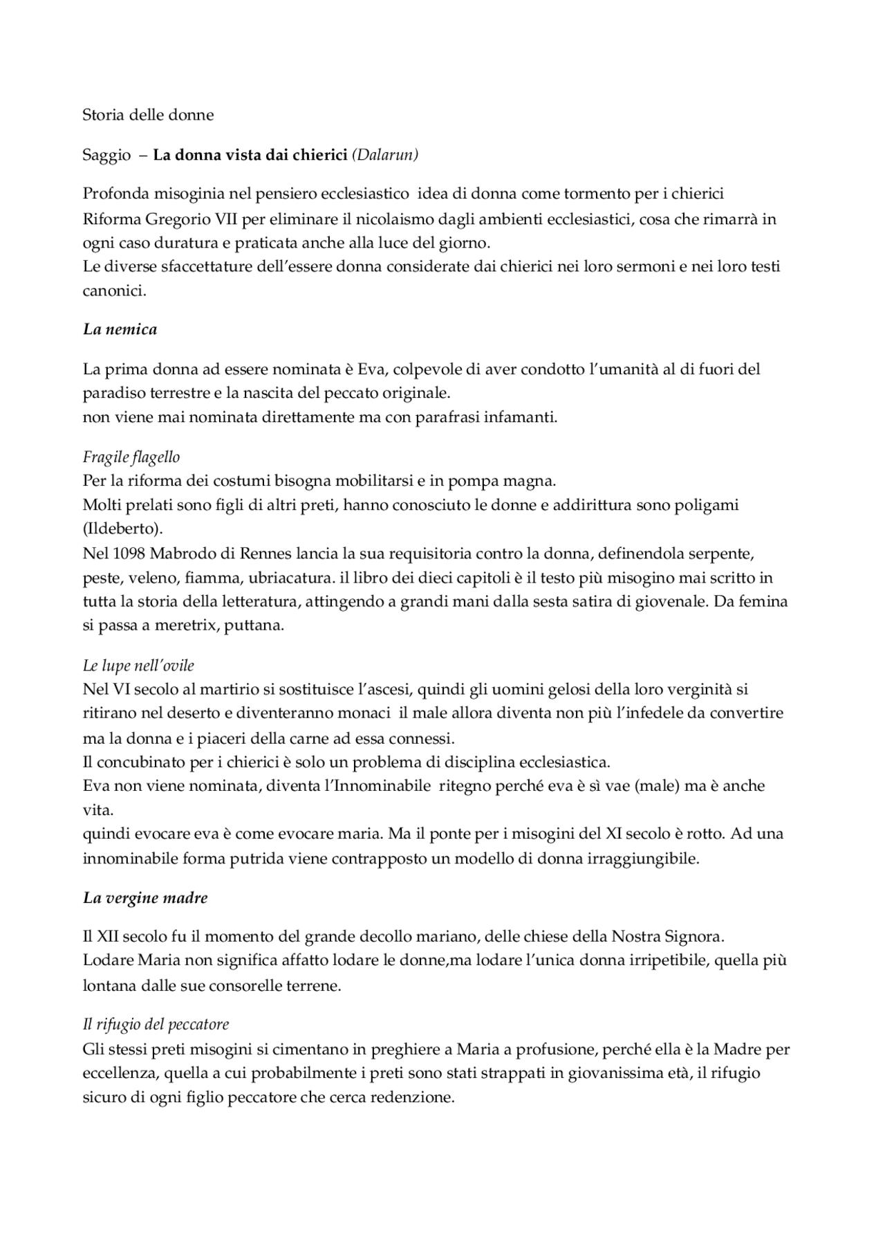 Storia Delle Donne Nel Medioevo Duby Docsity