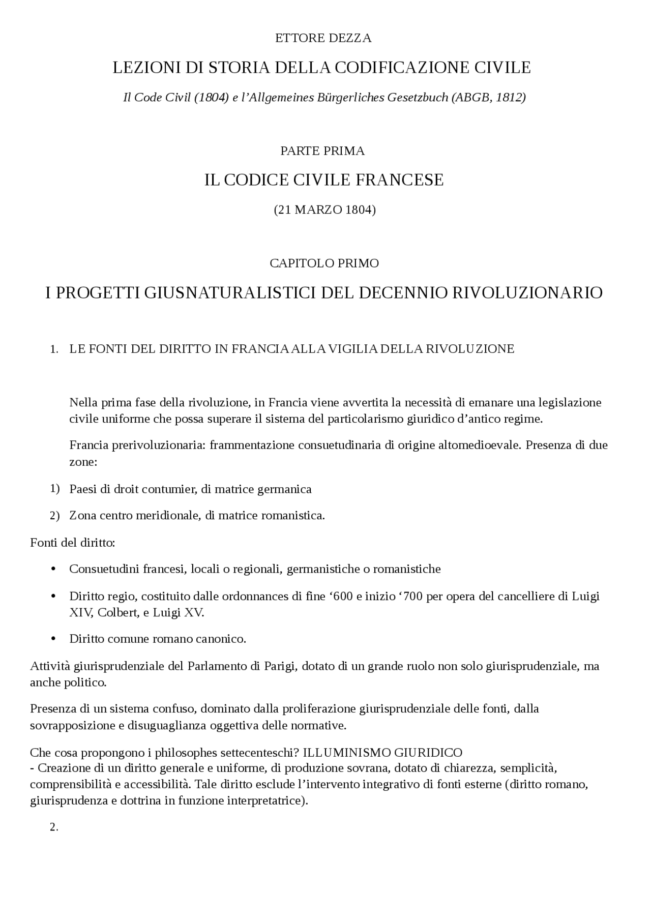 Ettore Dezza Lezioni Di Storia Della Codificazione Civile Il Code