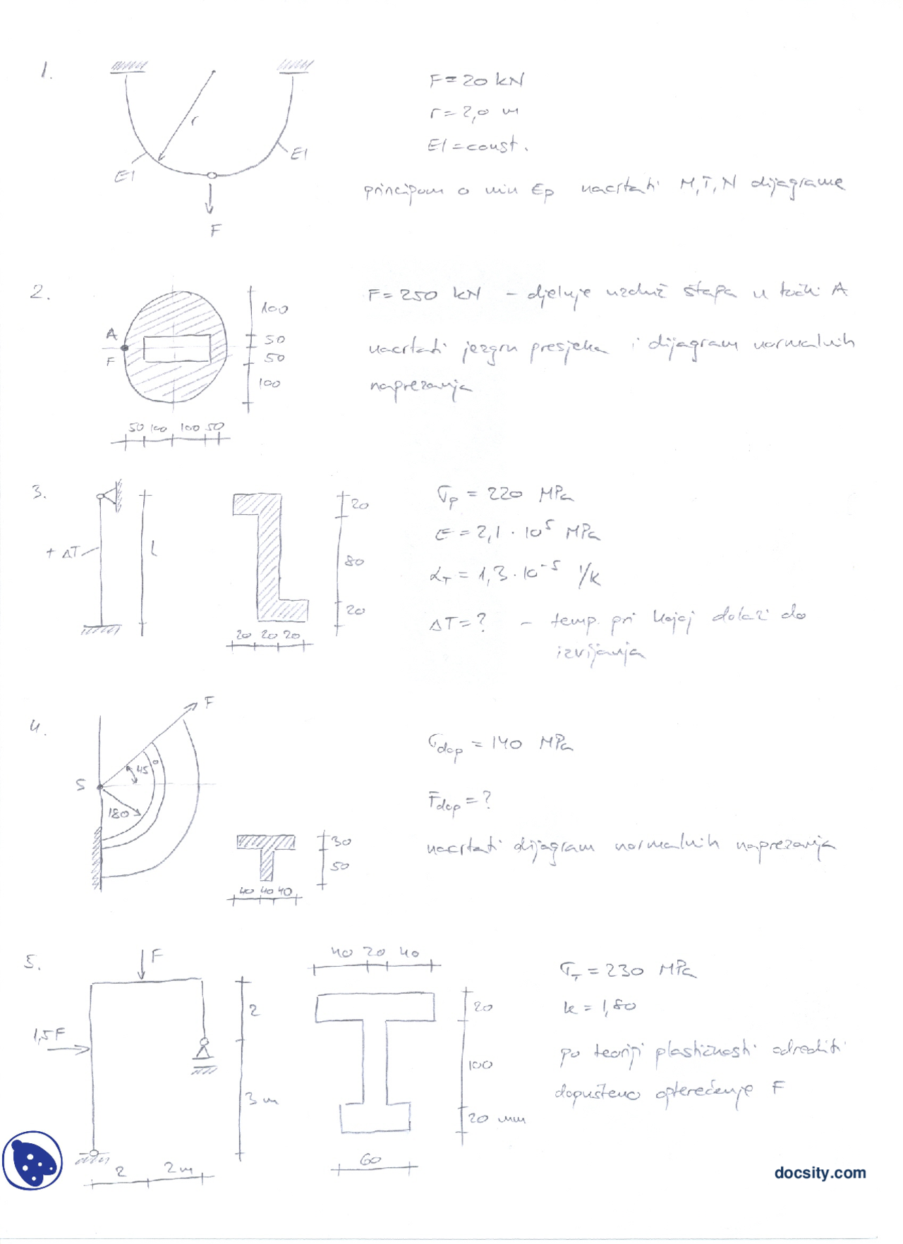 Otpornost-Vezbe-Tehnicka mehanika-Gradjevina (3) | Vežbe' predlog Tehnička mehanika - Docsity