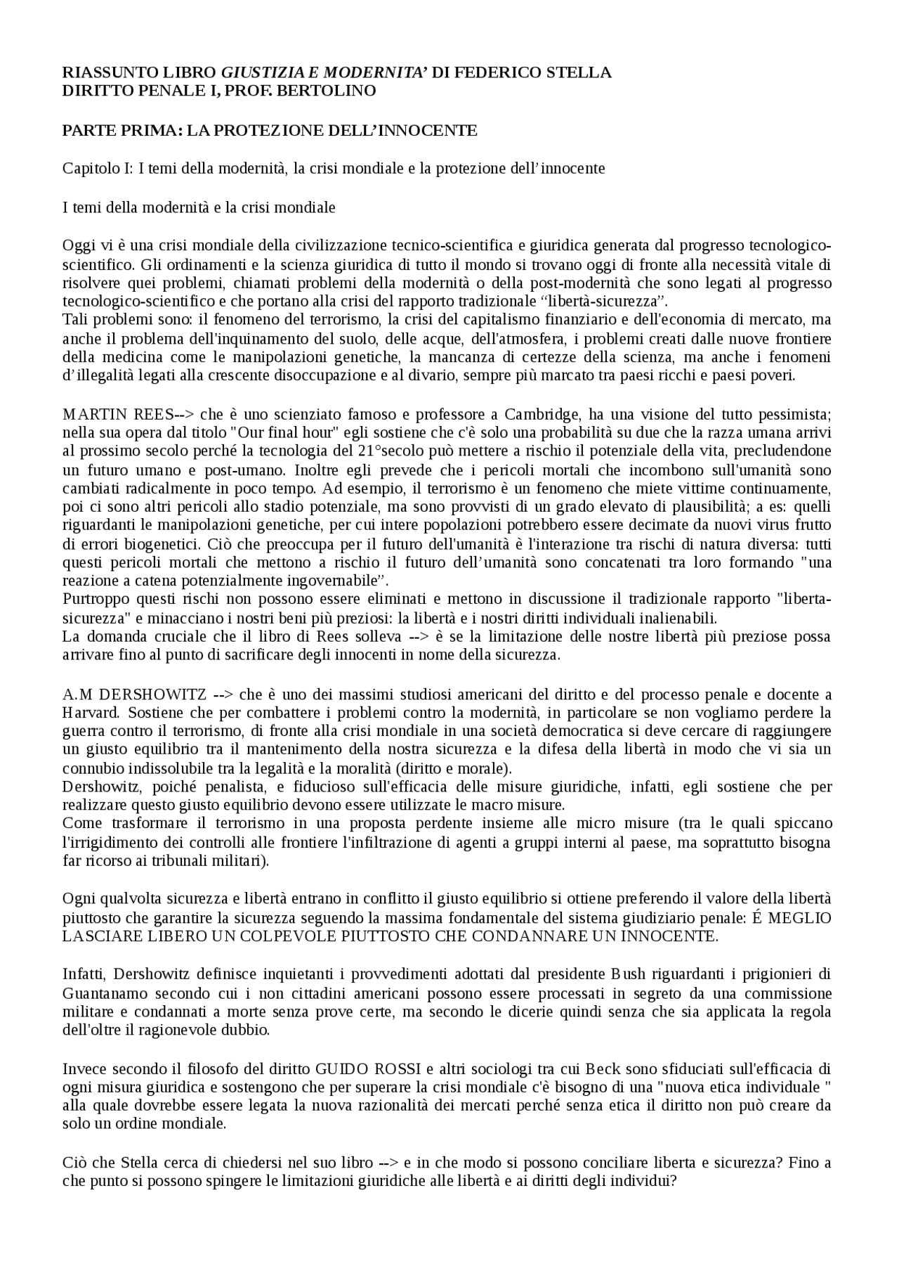 Stella Giustizia E Modernità Docsity