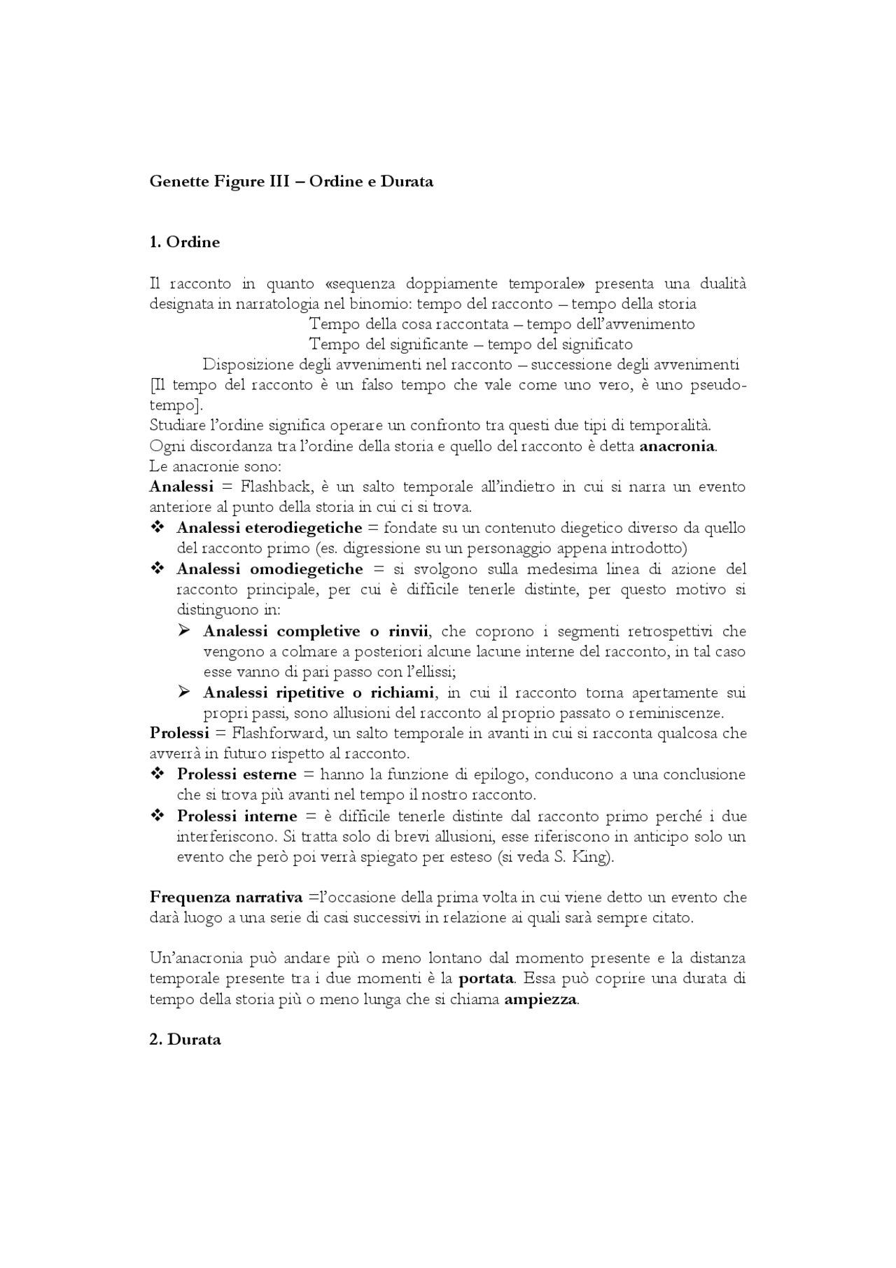 Genette Figure Iii Sintesi Docsity