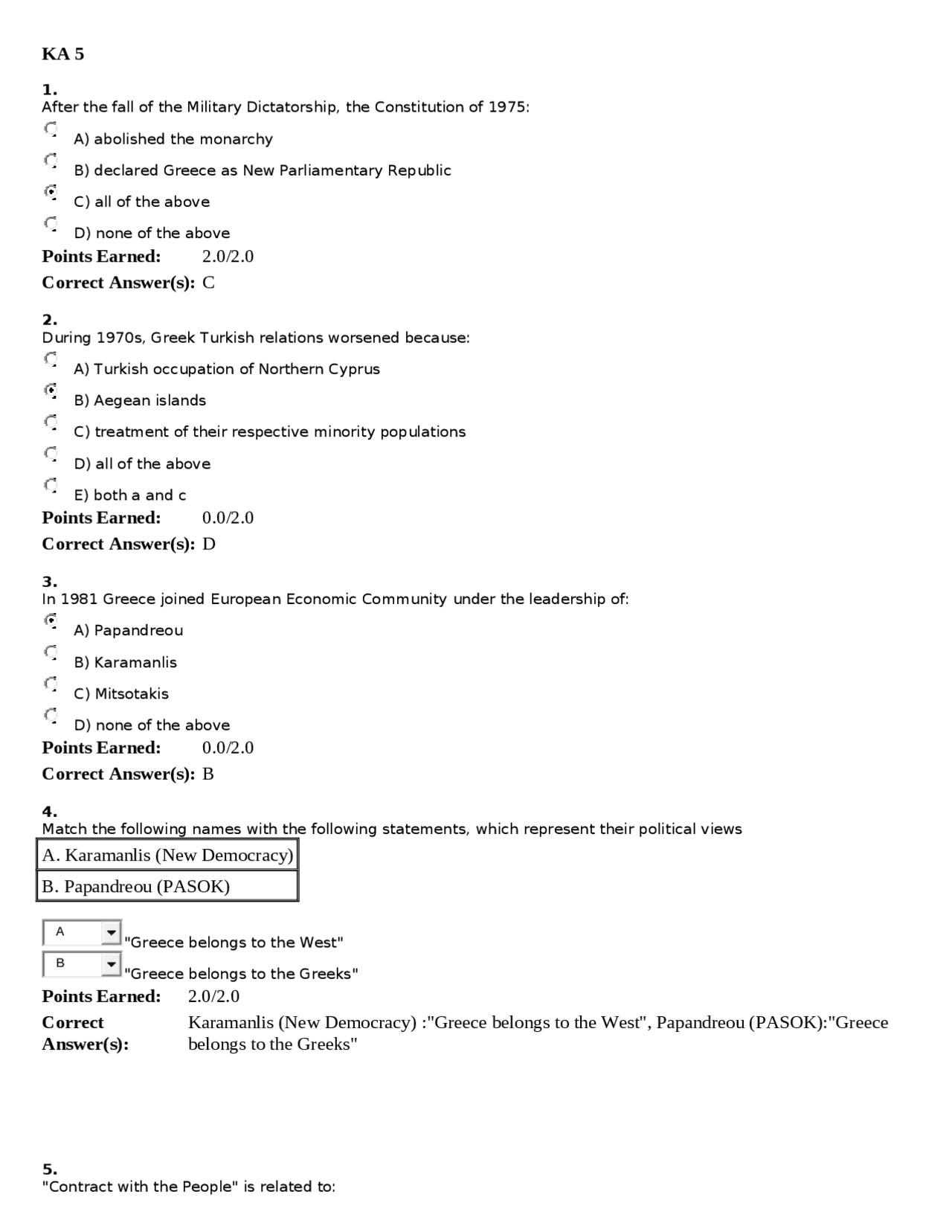 Greek Politics and Culture: Quiz Questions and Answers - Prof. Zana ...