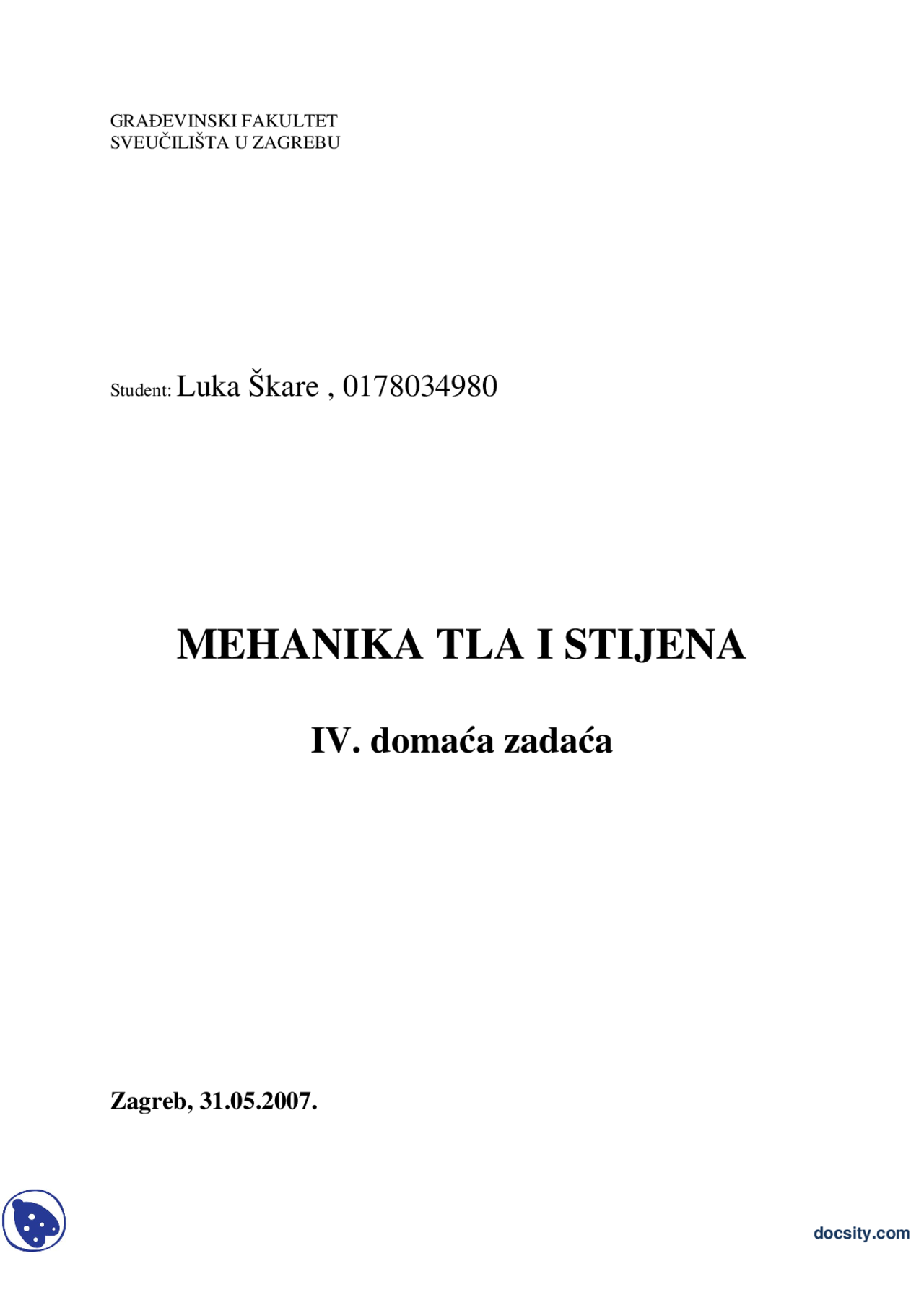 MEHANIKA TLA I STENA-Vezbe-Geotehnika-Gradjevina (4) | Vežbe' predlog Geotehnika | Docsity