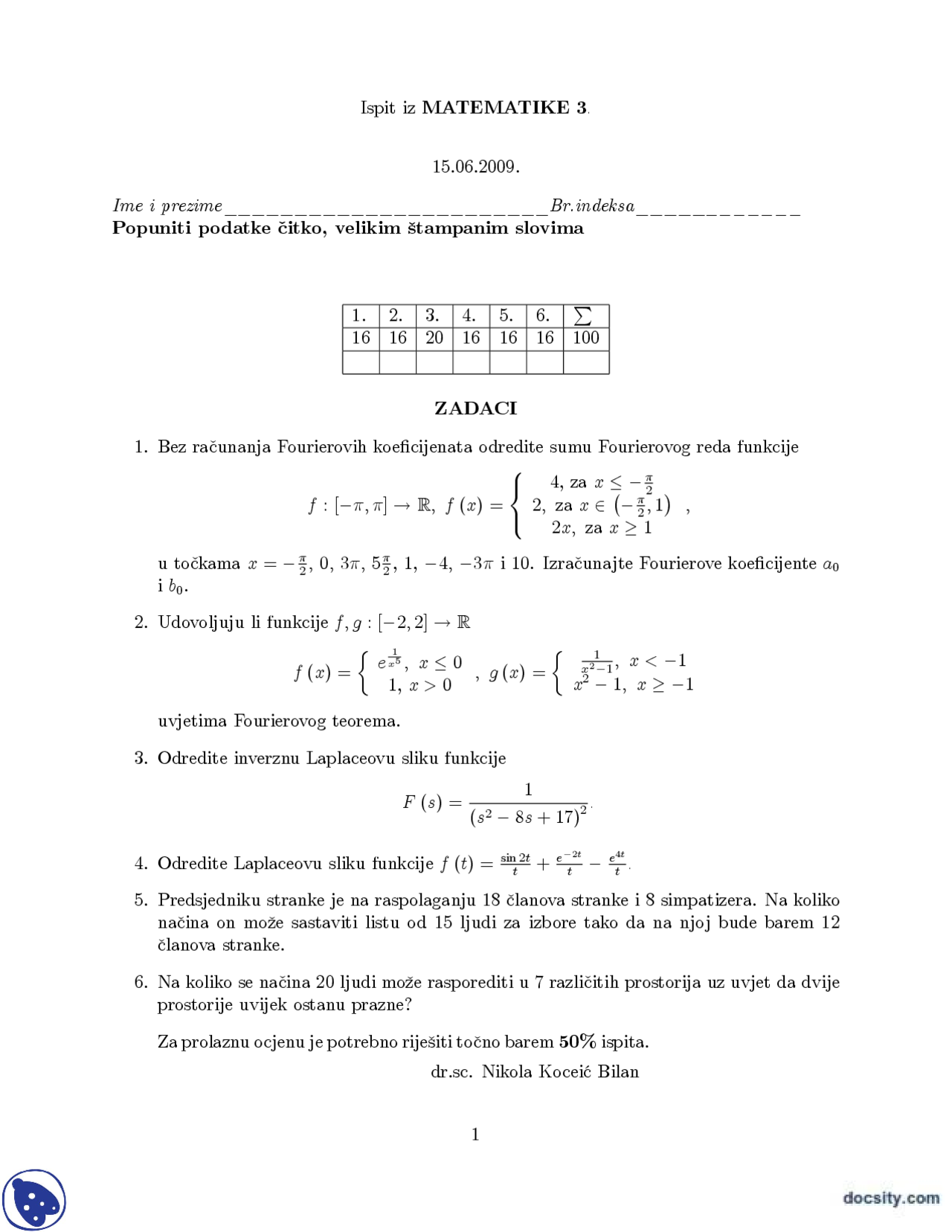 Zadaci Sa Ispita Ispit Matematika 3 Informatika 2 Vežbe Predlog