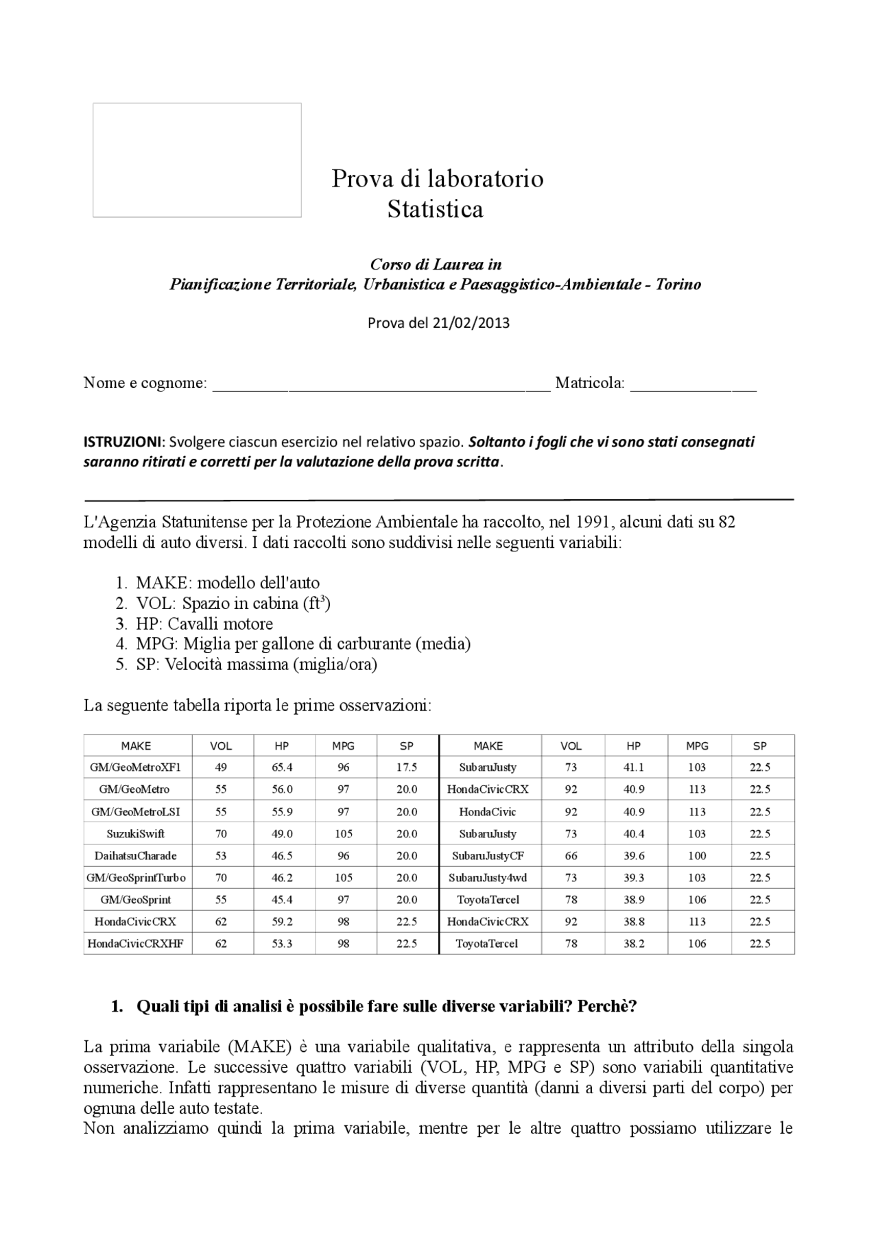 Esame Corretto Statistica Docsity