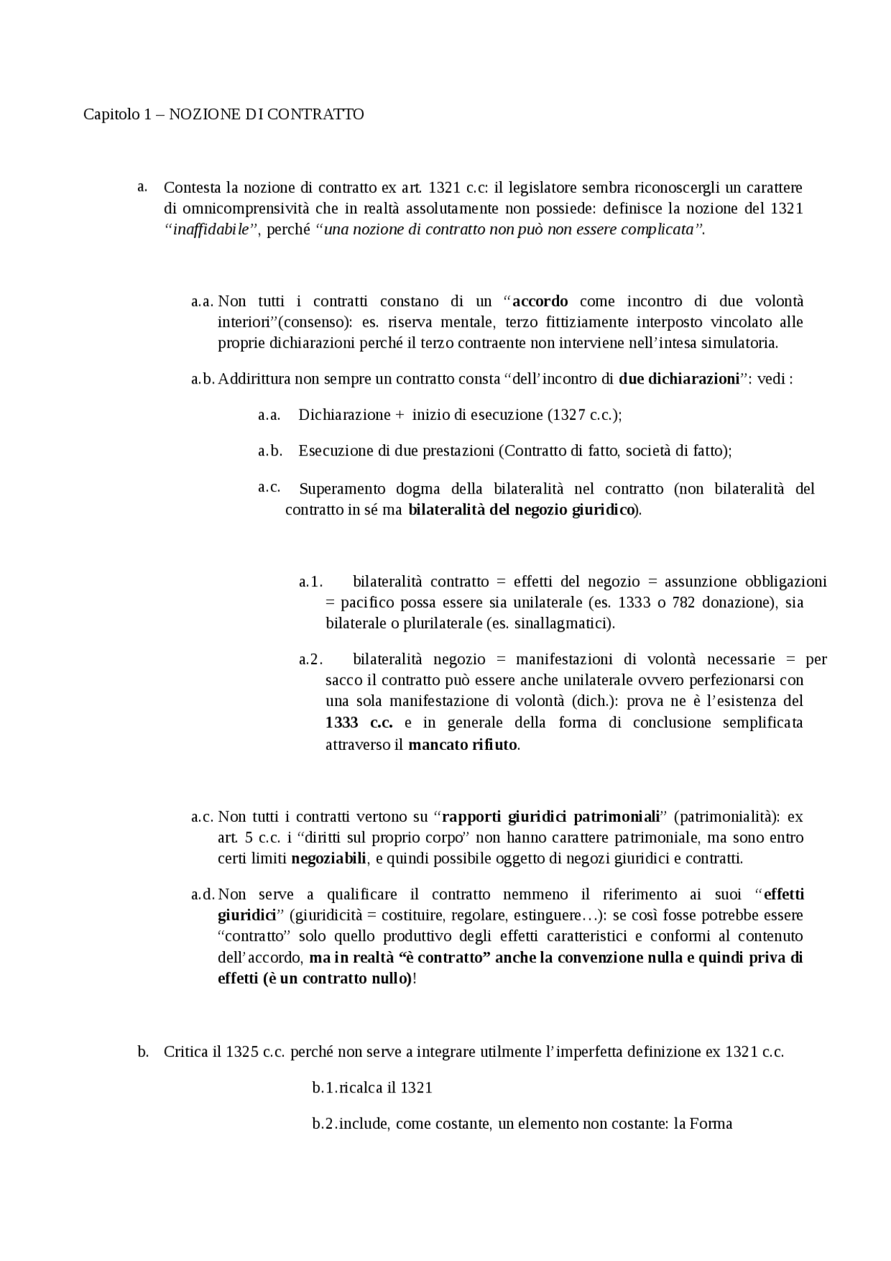 Nozione Di Contratto Diritto Civile Docsity