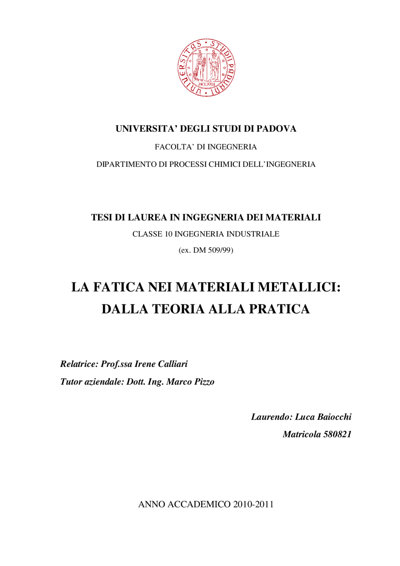 Tesi La Fatica Docsity