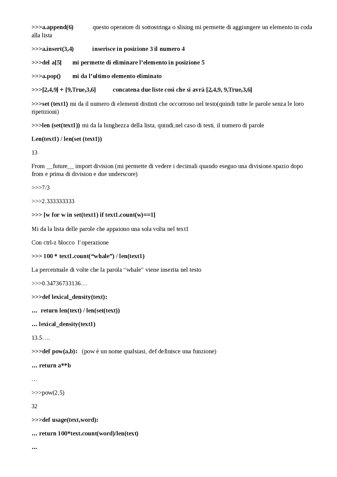Informatica Python Docsity