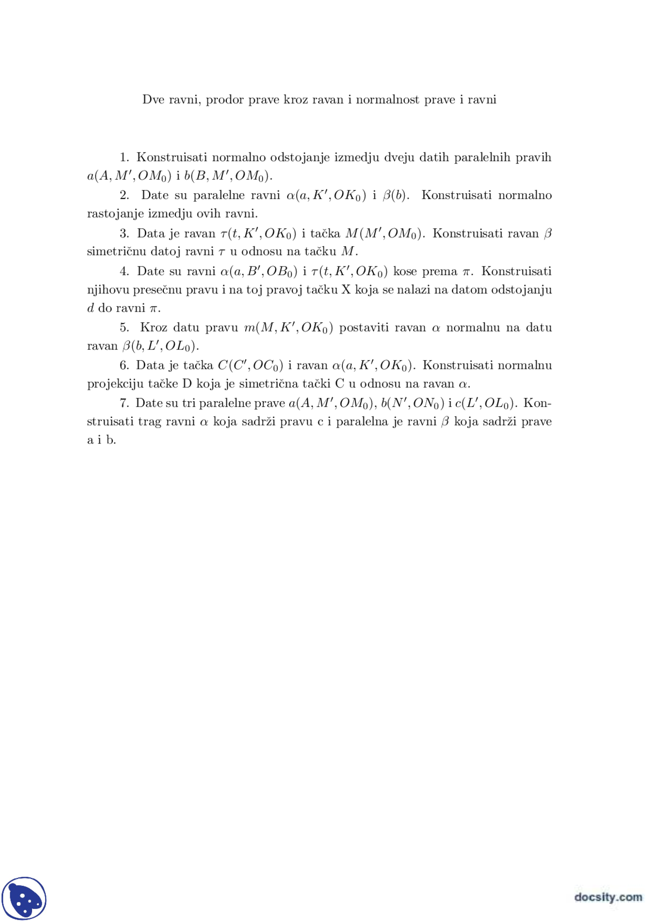 Dve ravni i prodor prave kroz ravan-Nacrtna i kompjuterska geometrija ...