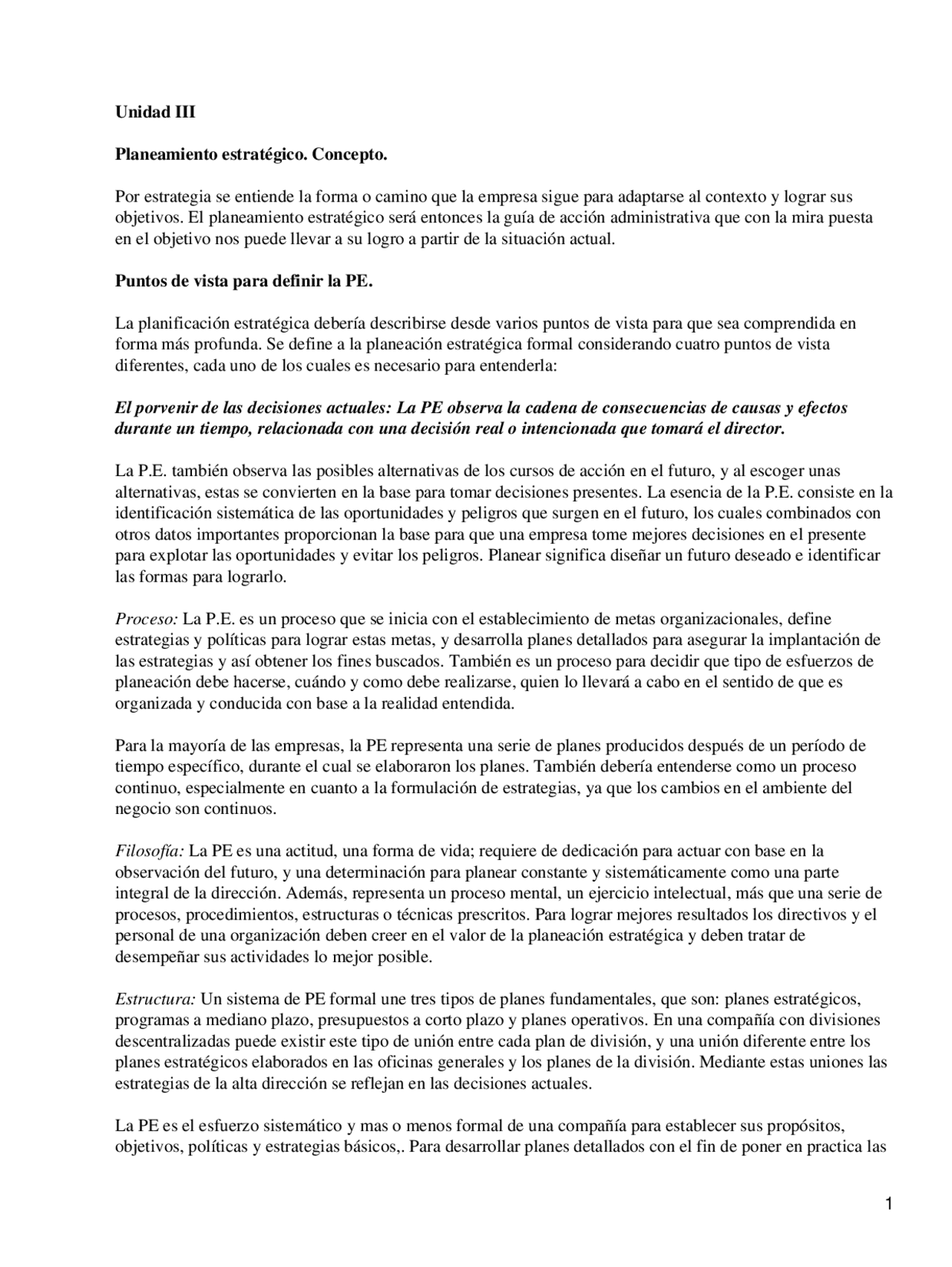 Planeamiento Estratégico Concepto Apuntes Management Docsity