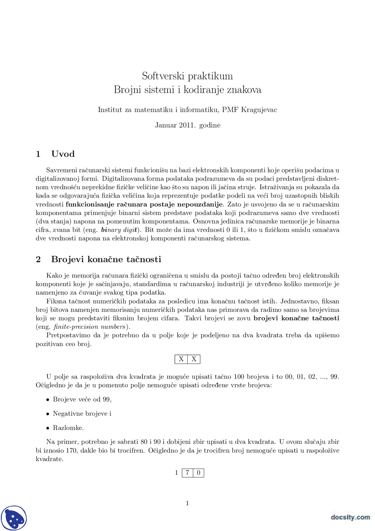Brojni sistemi i kodiranje znakova-Skripta-Softverski praktikum-Matematika | Rezime' predlog ...