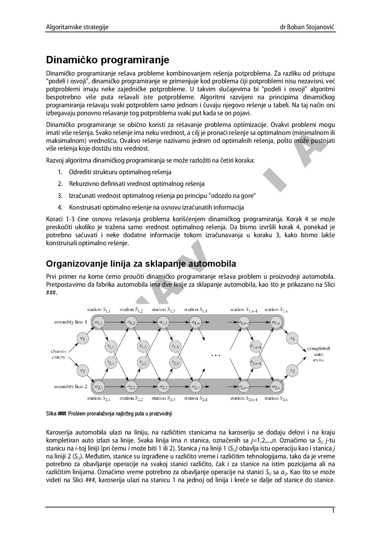 Dinamicko Programiranje Skripta Algoritamske Strategije Informatika