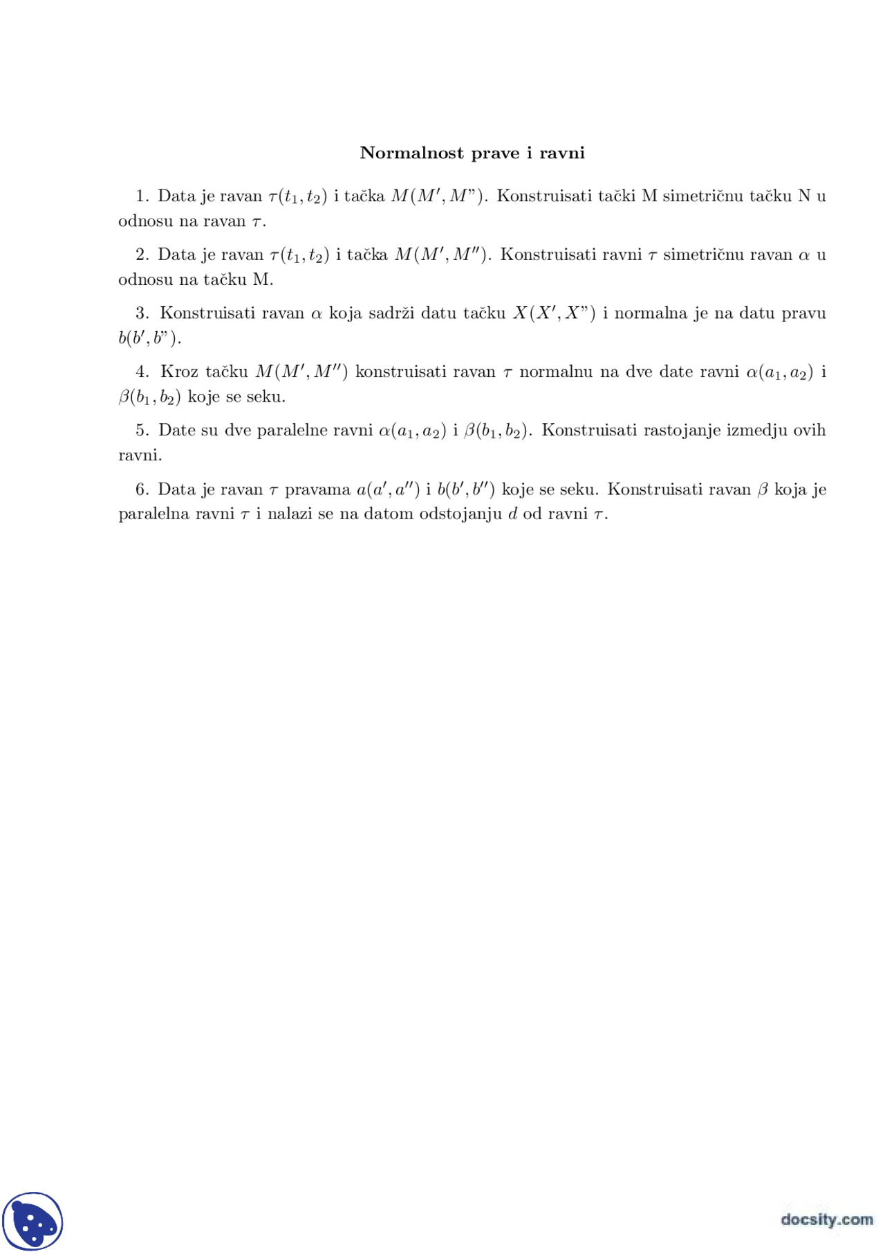 Normalnost prave i ravni-Nacrtna i kompjuterska geometrija-Matematika ...