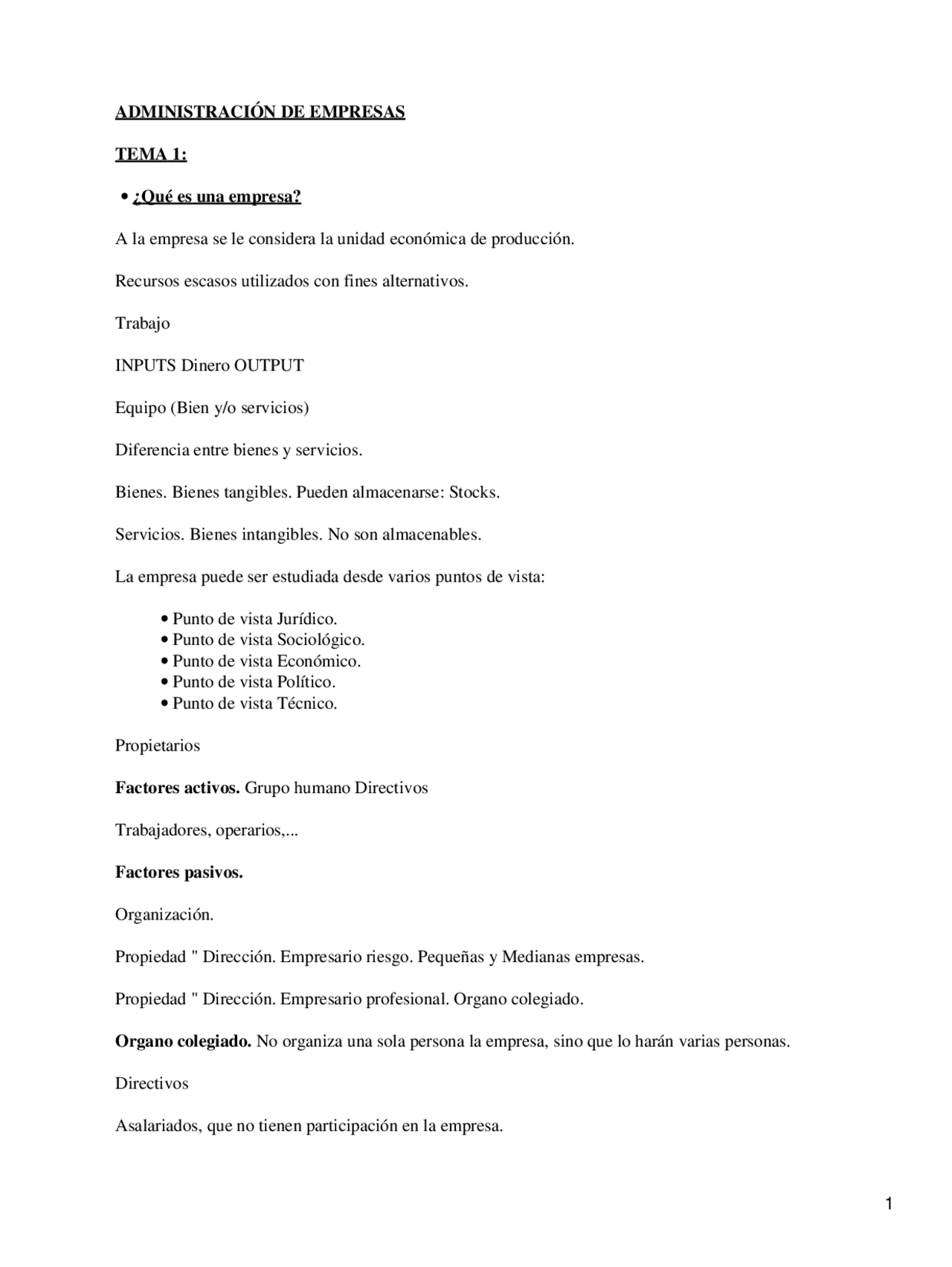 Administración De Empresas Apuntes Management Parte1 Docsity