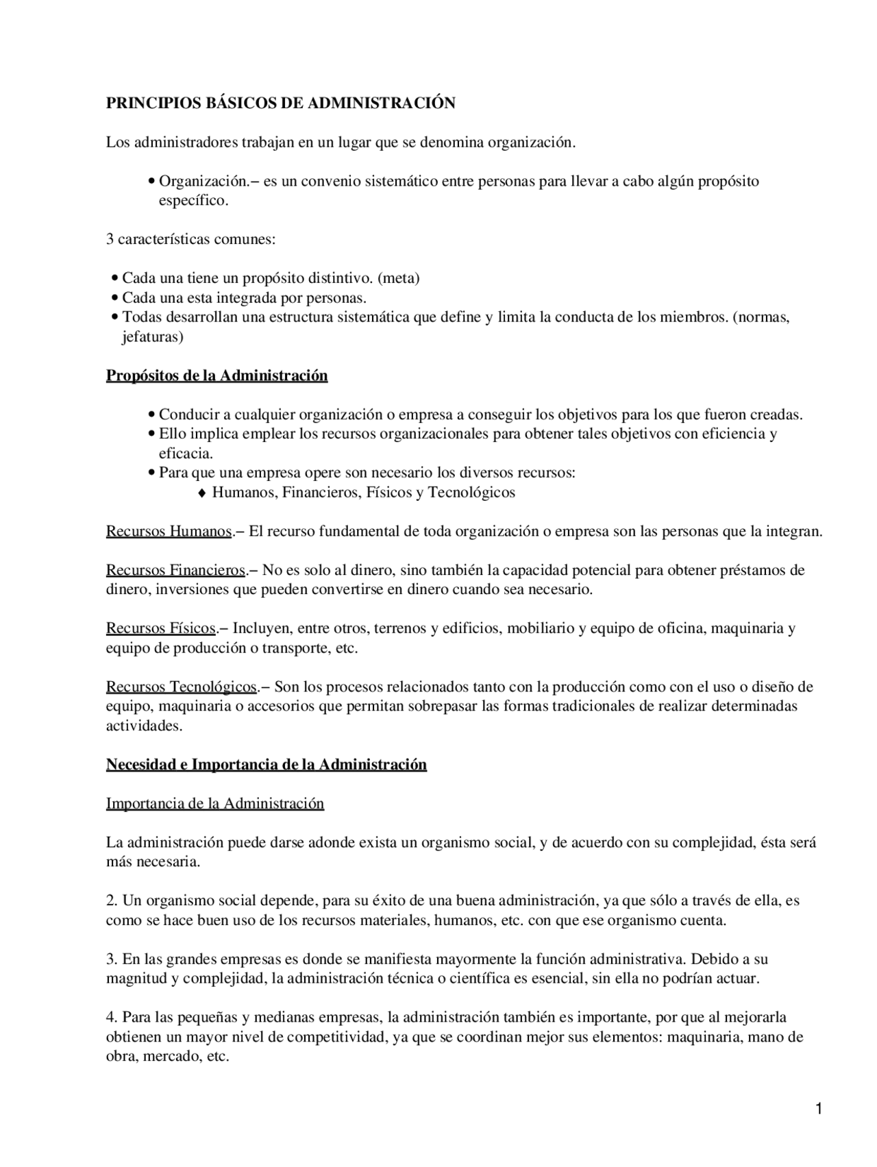 Principios Básicos De Administración Apuntes Management Parte1