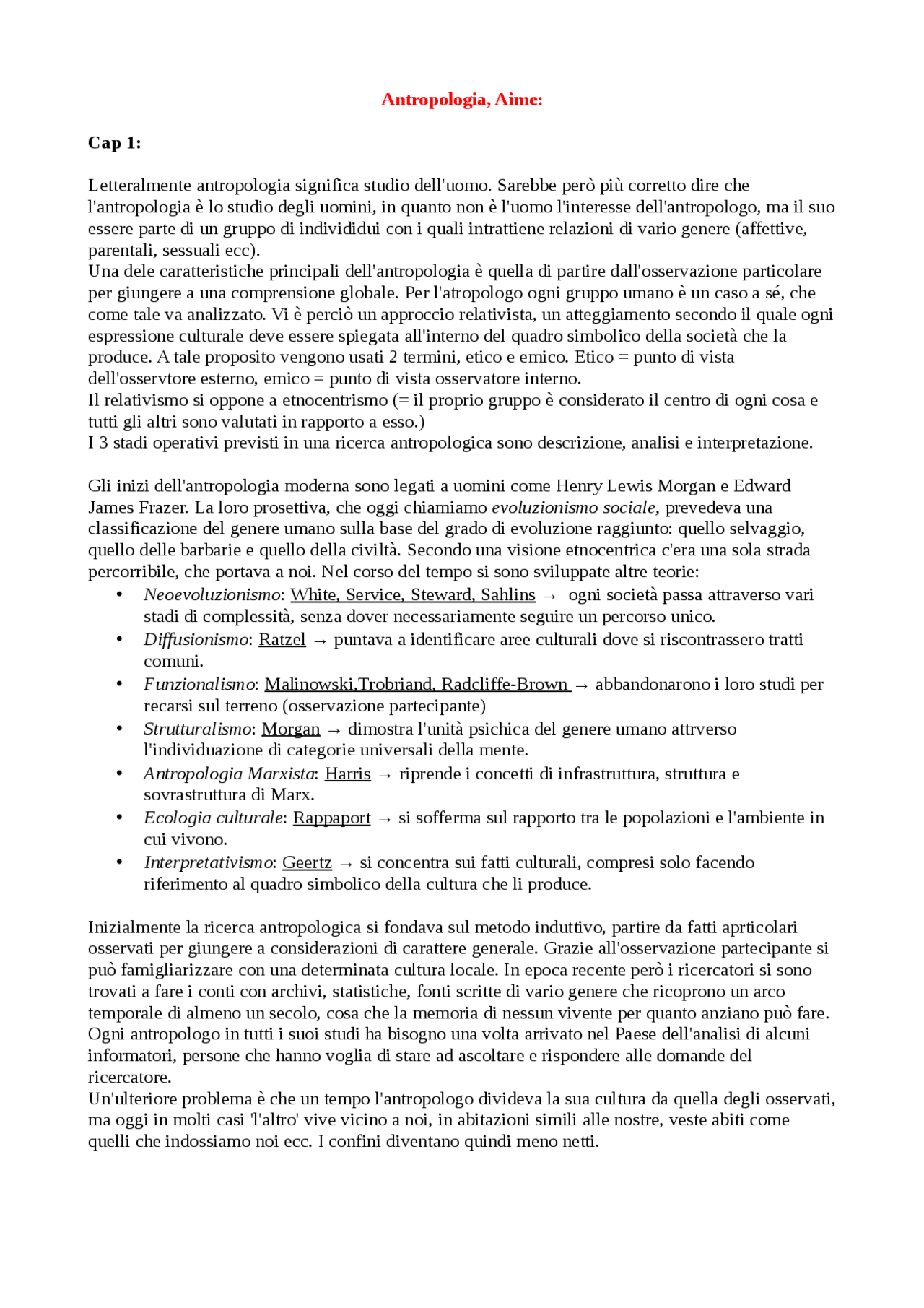 Antropologia Riassunto Aime Docsity