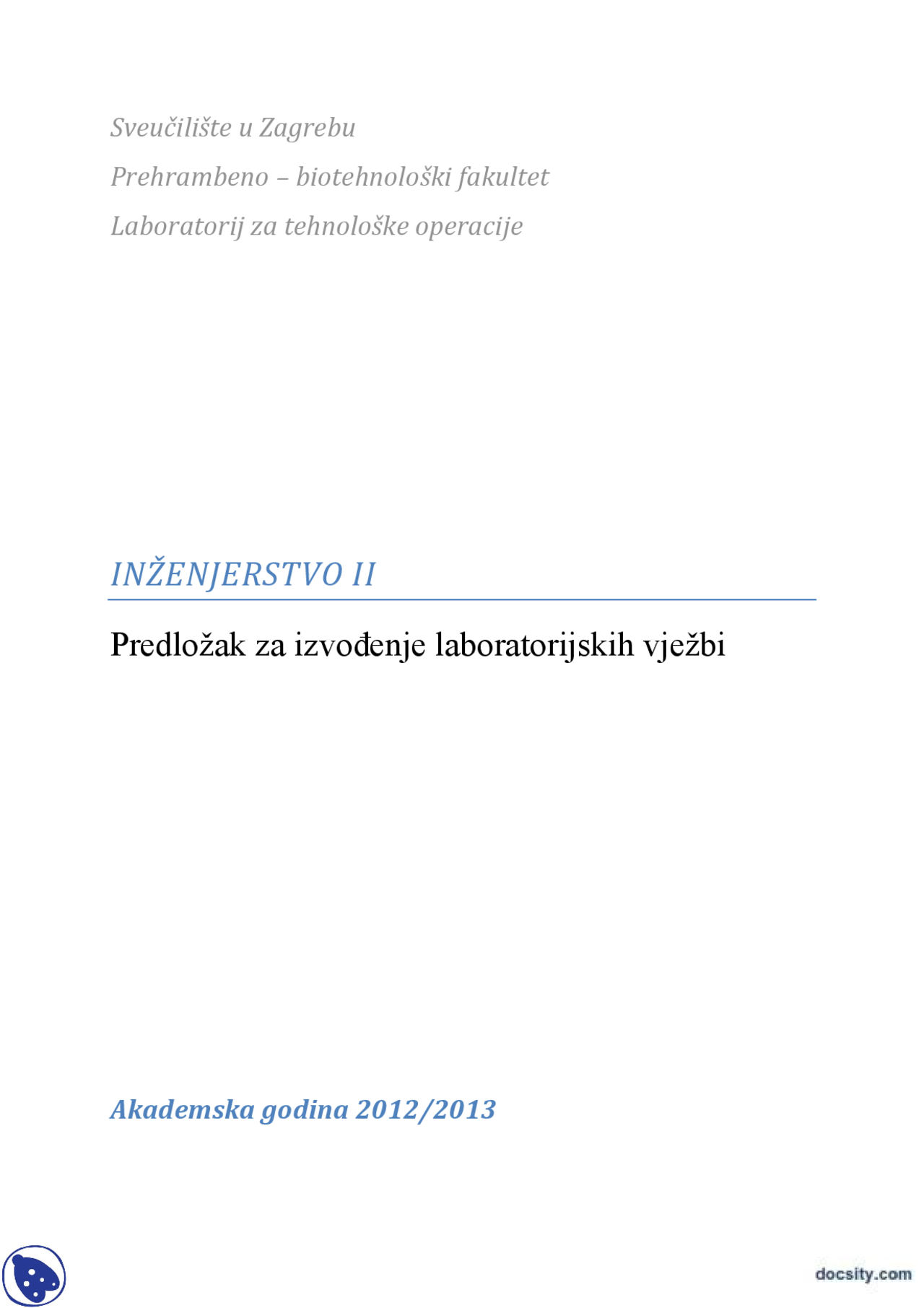 Laboratorijske Vezbe Vezbe Inzenjerstvo 2 Biologija Vežbe Predlog