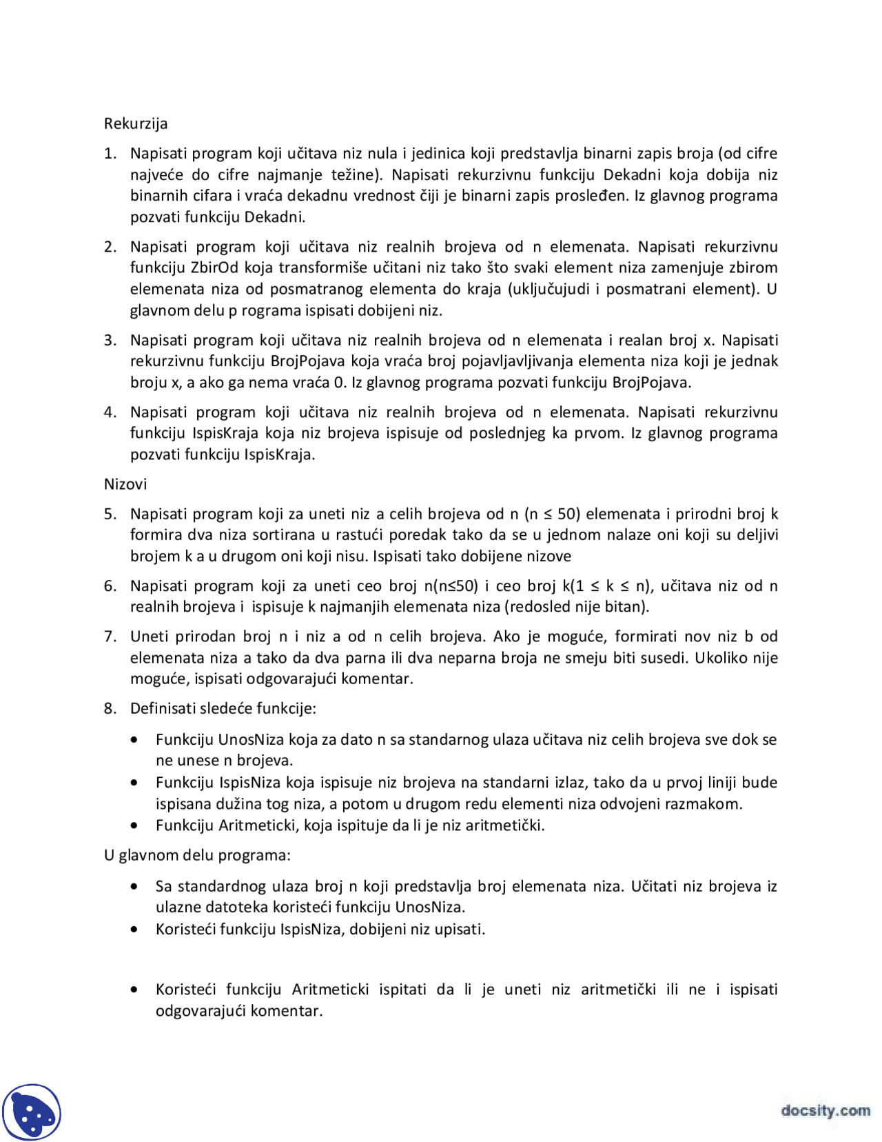 Zadaci Kontrolni Informatika I Racunarstvo 6 Vežbe Predlog