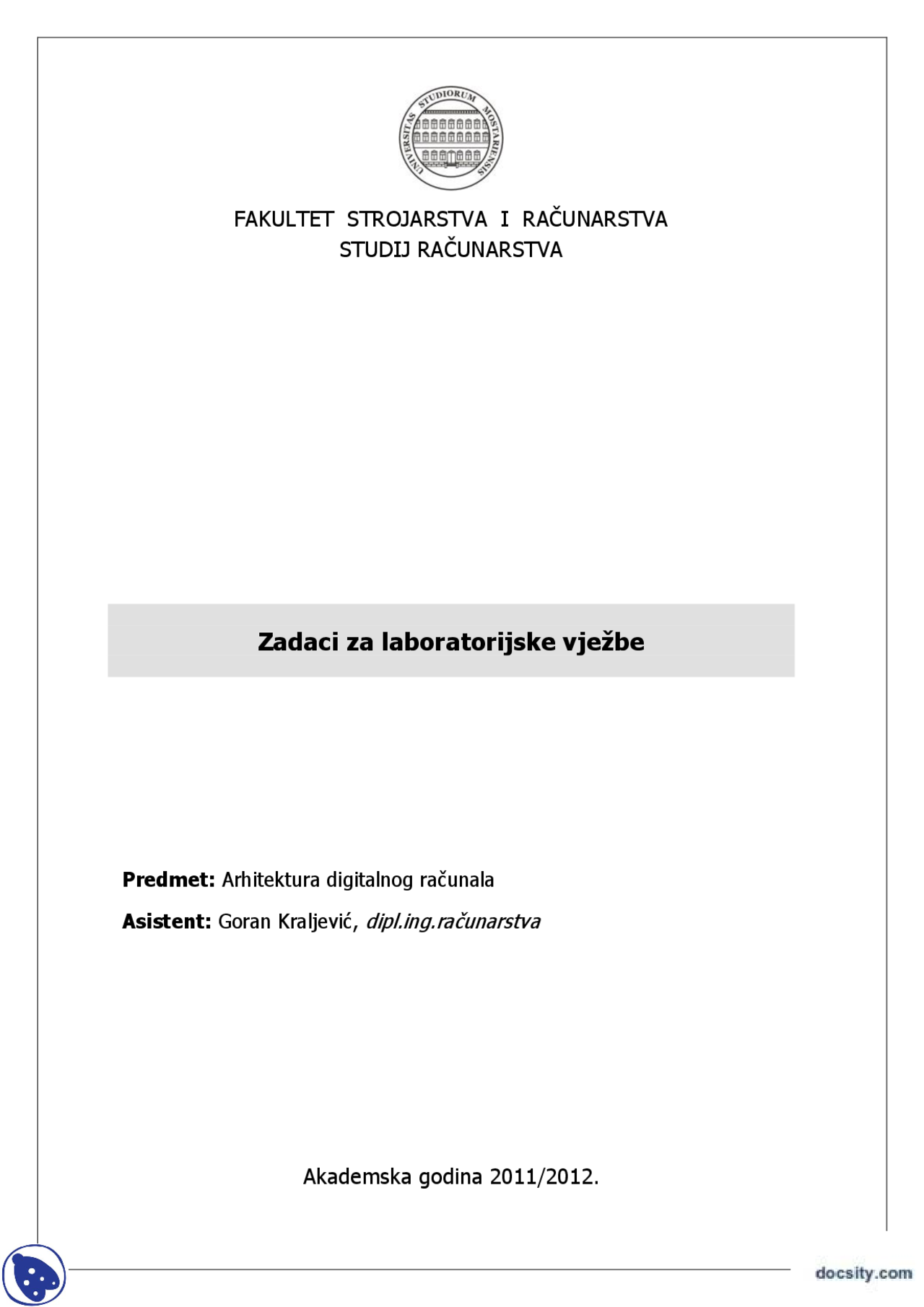 Zadaci za vezbanje-Vezbe-Arhitektura digitalnog racunara-Informatika | Vežbe' predlog ...