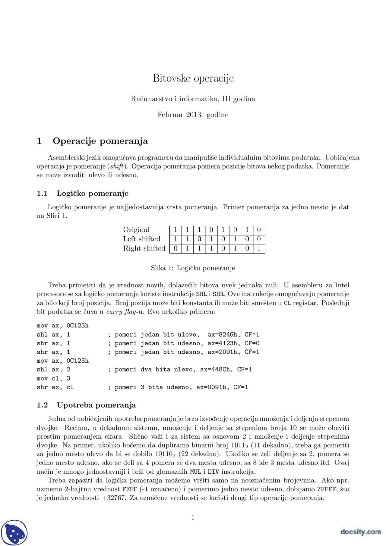 Bitovske operacije-Beleska-Informatika i racunarstvo | Beleške' predlog Računarstvo i ...