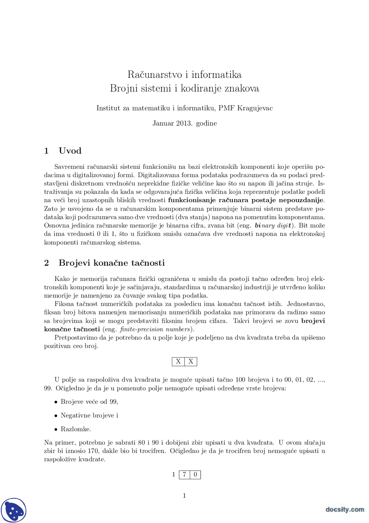 Brojni sistemi i kodiranje znakova-Beleska-Informatika i racunarstvo | Beleške' predlog ...