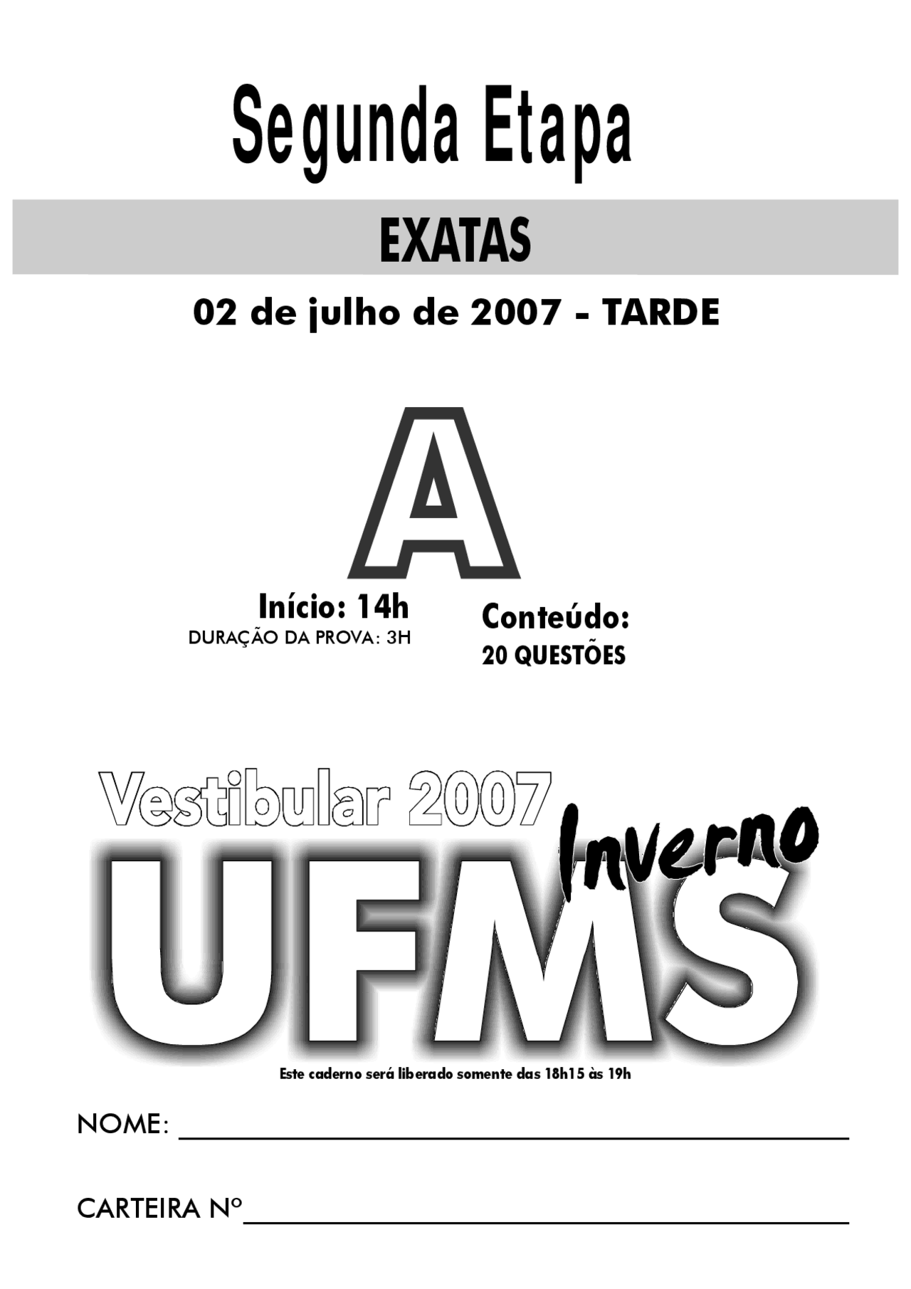 Prova I Exatas Ufms 2007 P2 Docsity