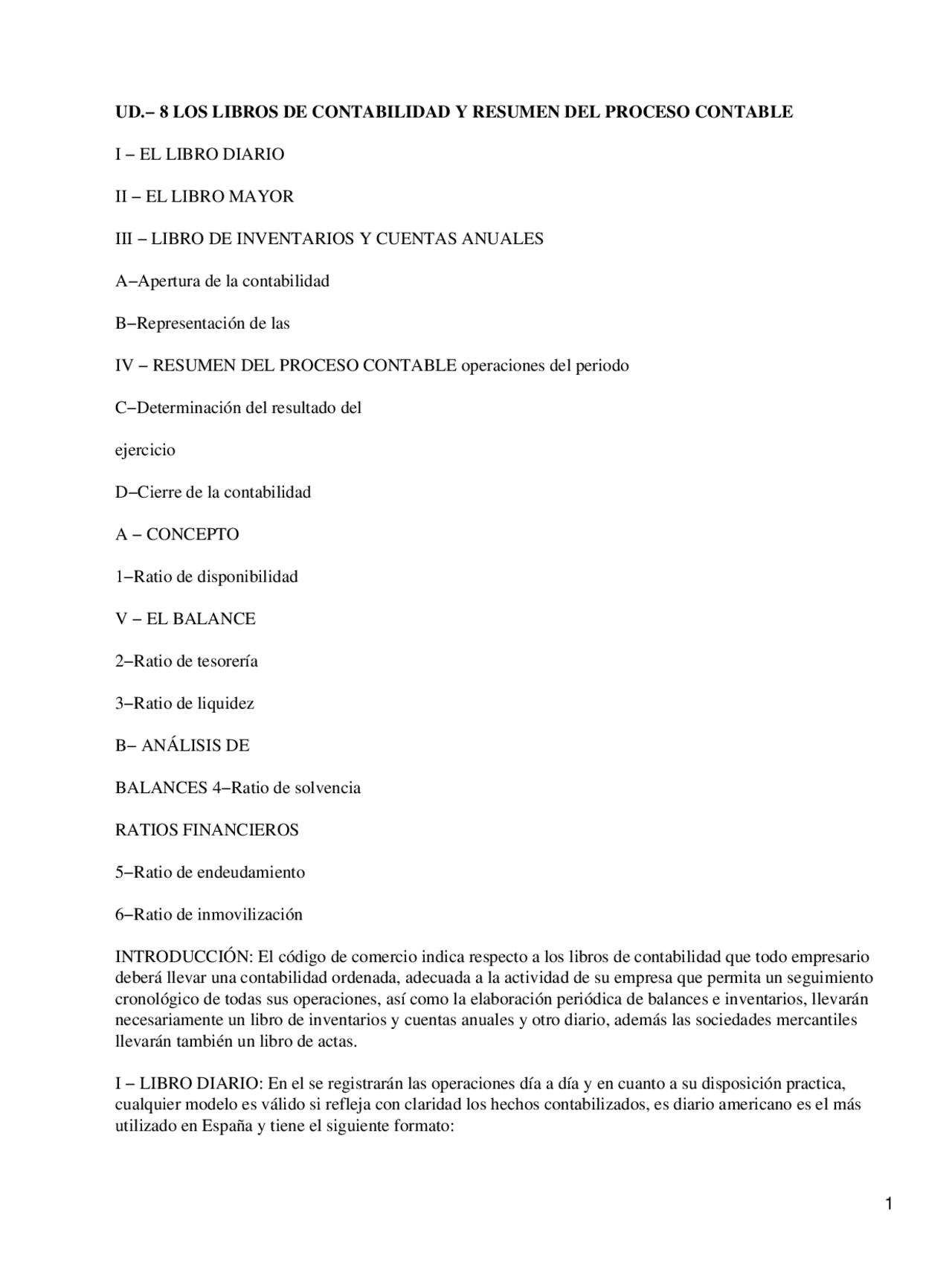 Los libros de contabilidad y resumen del proceso contable - Apuntes ...