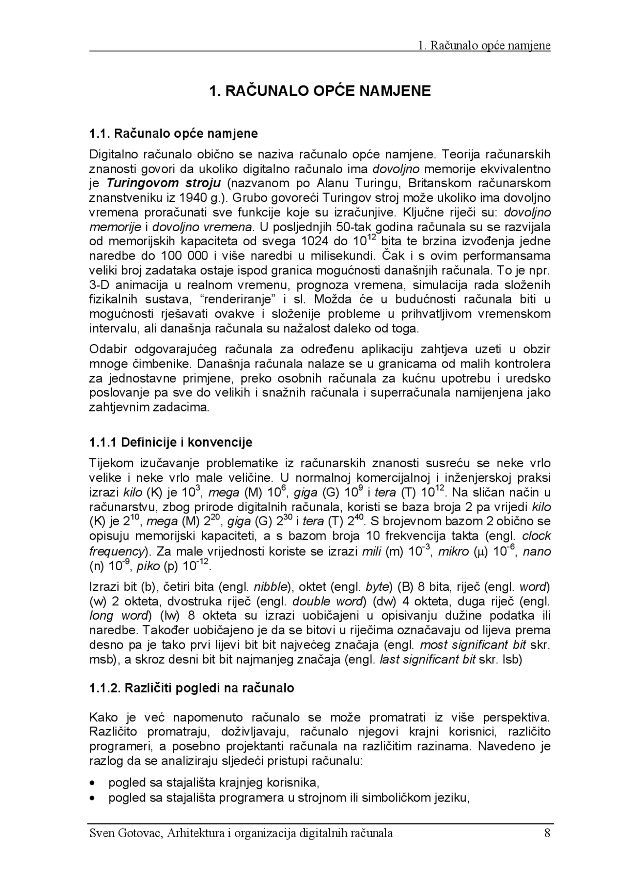Racunar opste namene-Skripta-Arhitektura digitalnog racunara-Informatika | Rezime' predlog ...