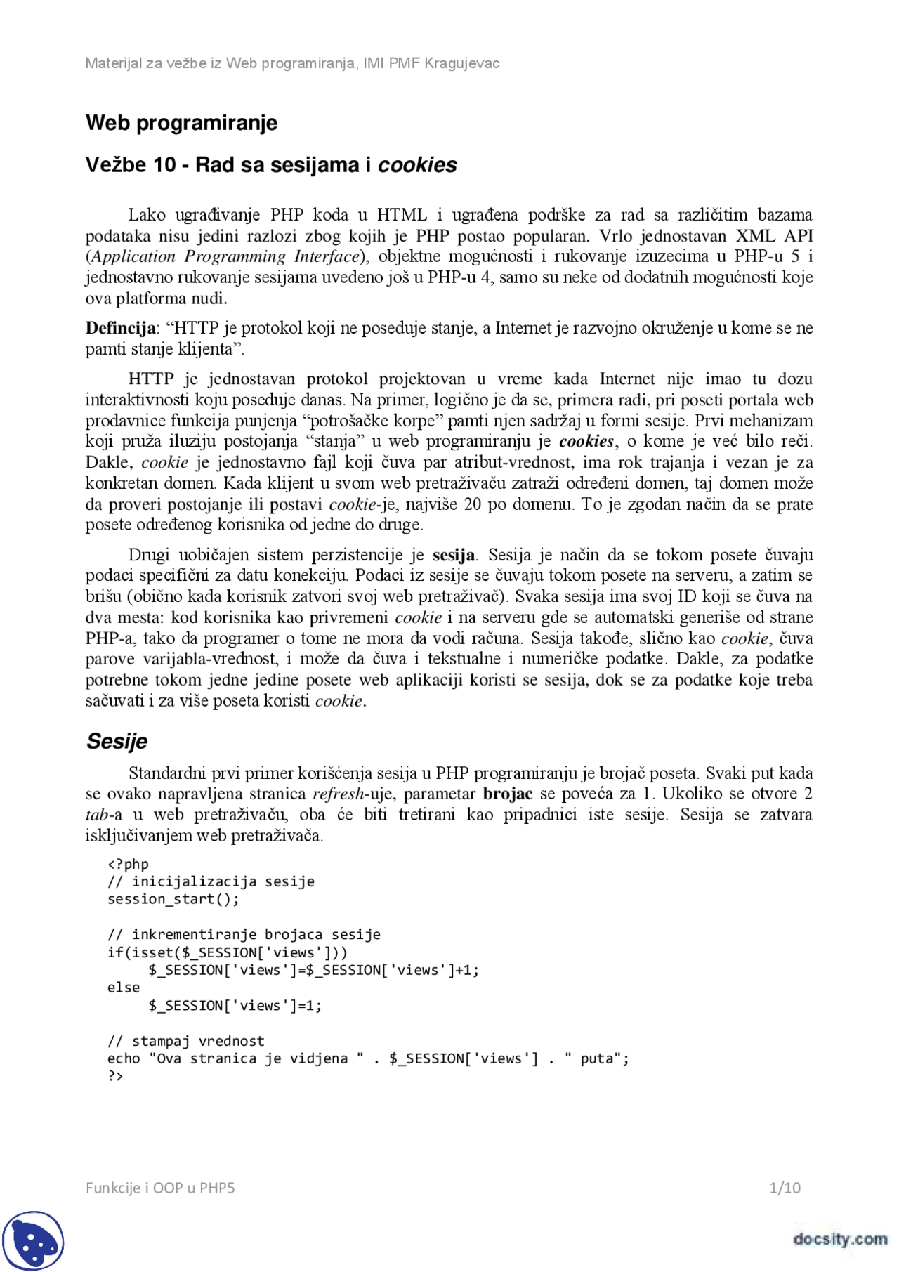 Zadaci Vezbe Web Programiranje Informatika 10 Vežbe Predlog Web
