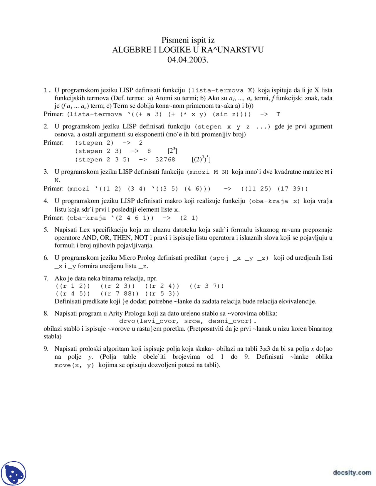 Pismeni Ispit Ispit Teorijsko Racunarstvo Informatika 3 Ispiti