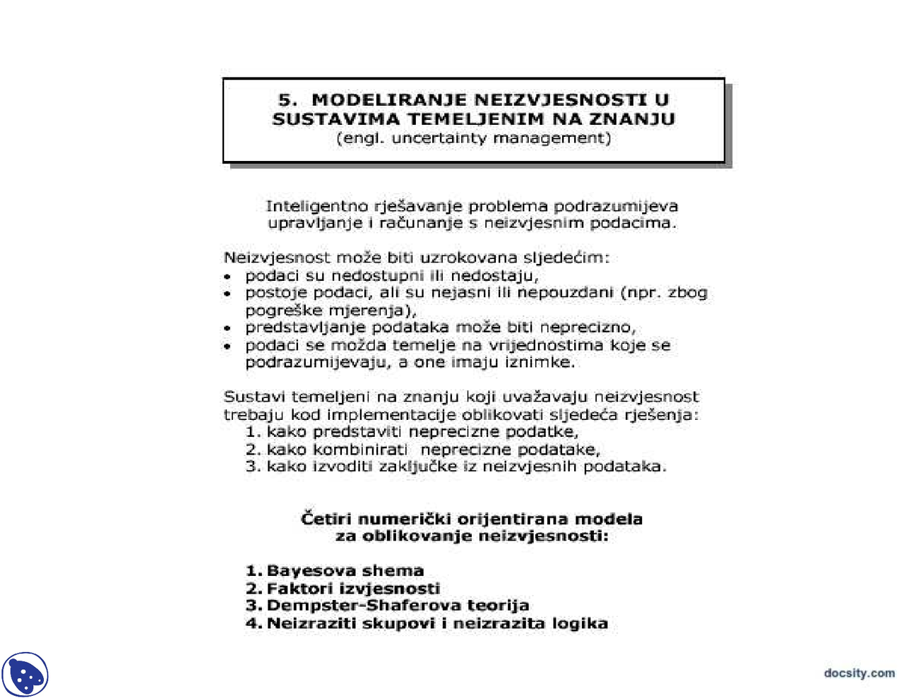 Modeliranje neizvjesnosti u sustavima temeljenim na znanju-Skripta-Inteligentni sistemi ...