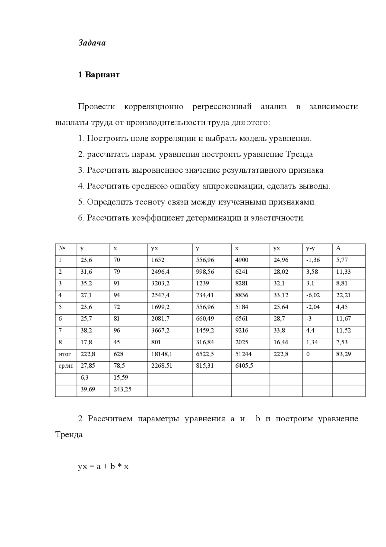 Провести корреляционно регрессионный анализ конспект Экономика и