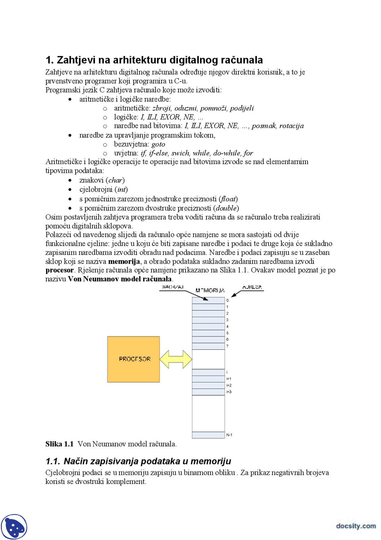 Koncept arhitekture racunala-Skripta-Arhitektura digitalnog racunara-Informatika | Rezime ...