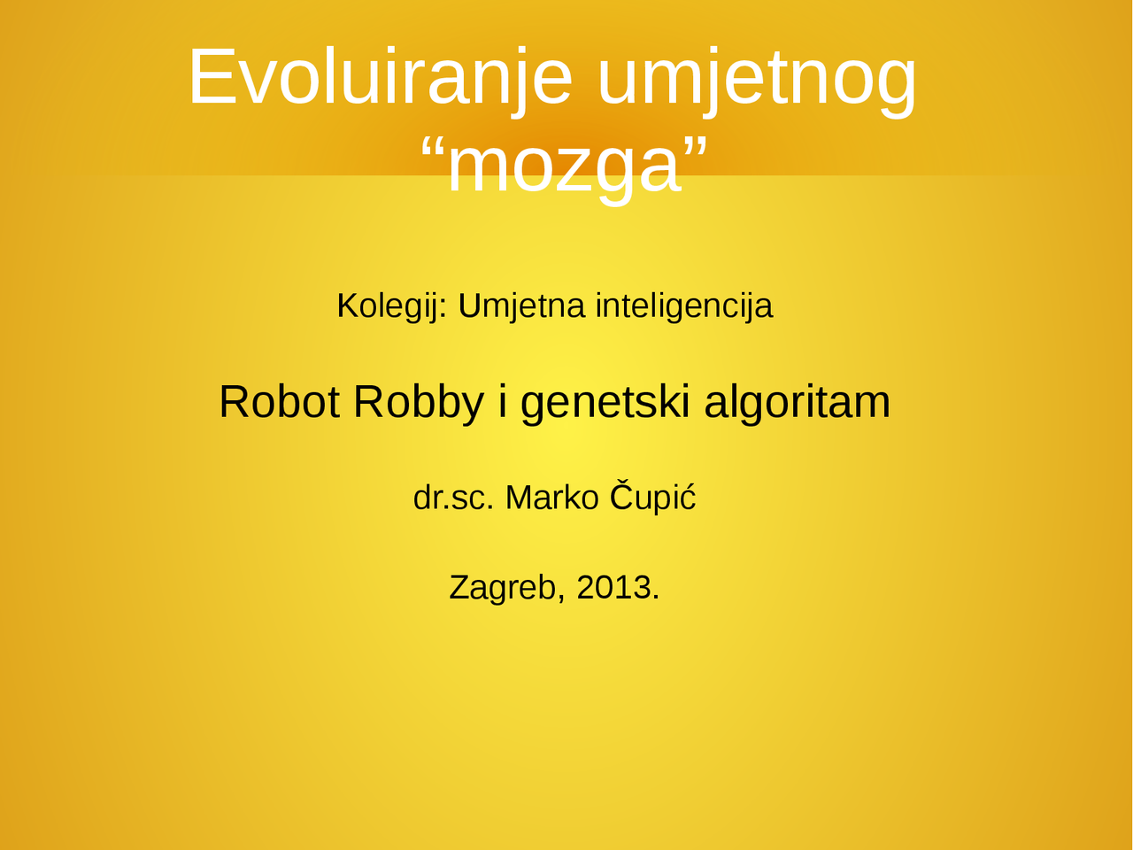 Robot Robby I Genetski Algoritam Slajdovi Vestacka Inteligencija