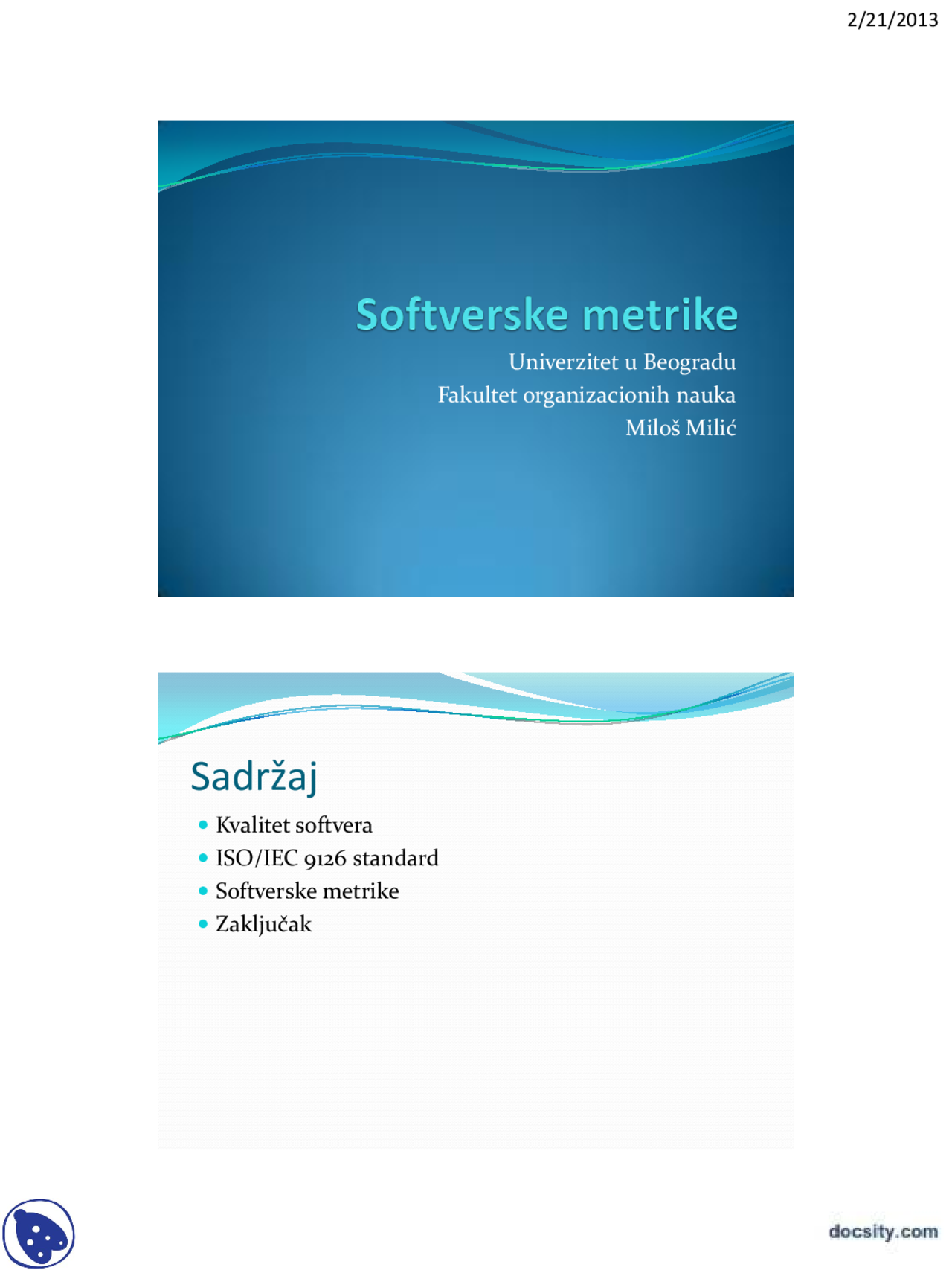 Softverske Metrike Slajdovi Softverski Proces Informatika Slajdovi