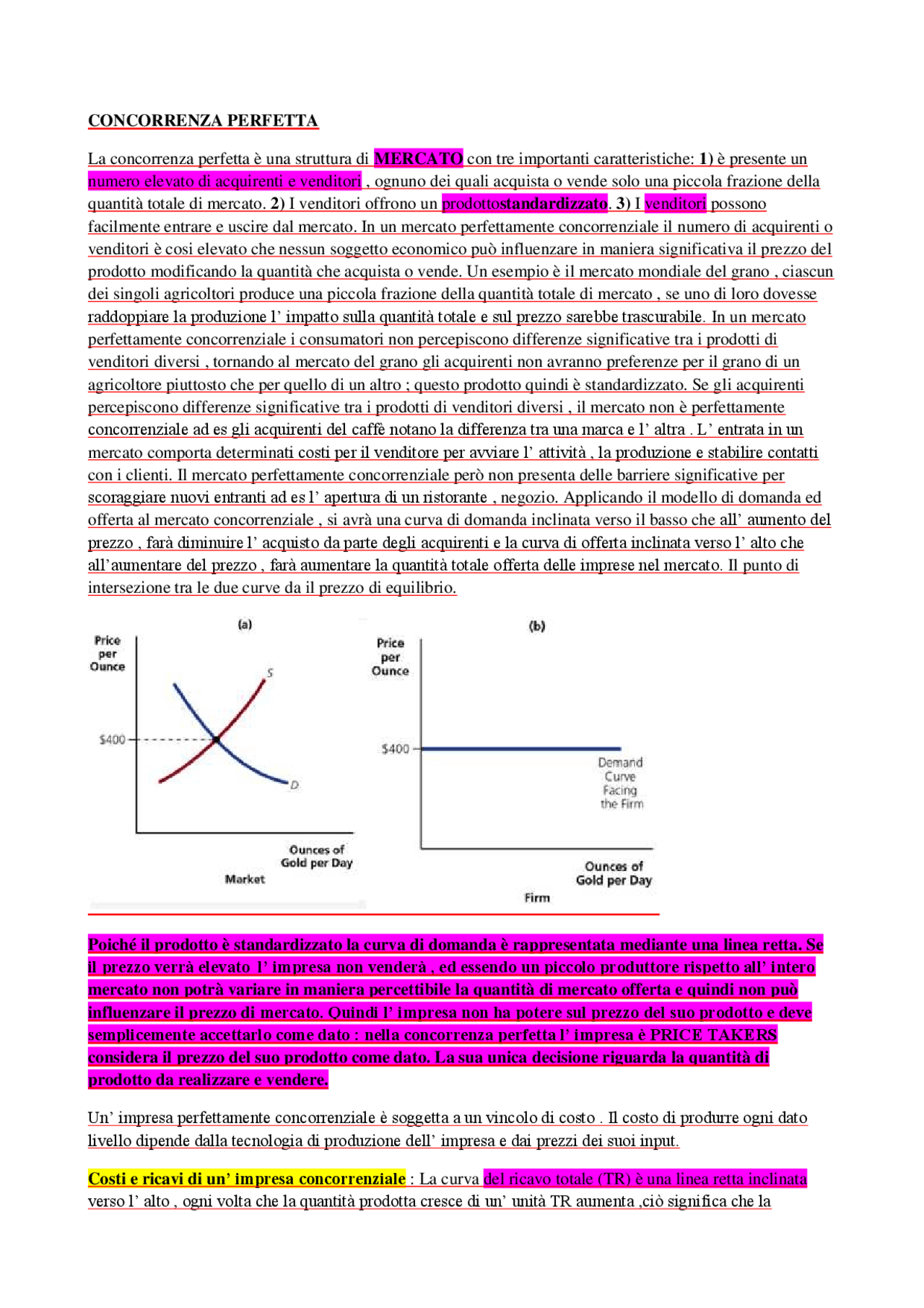 Concorrenza Perfetta Docsity