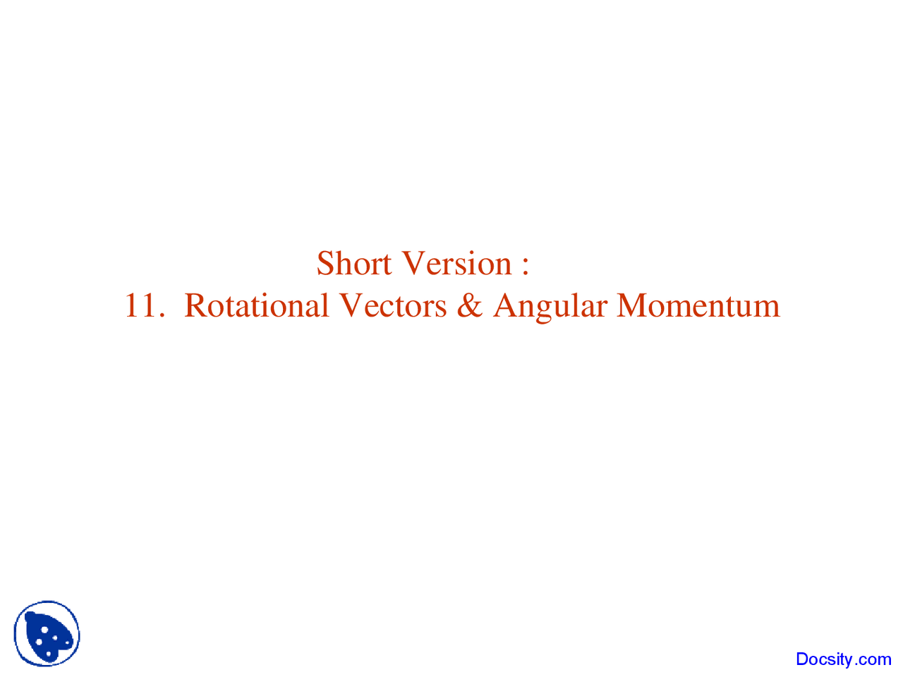 Angular Momentum General Physcis Lecture Slides Docsity