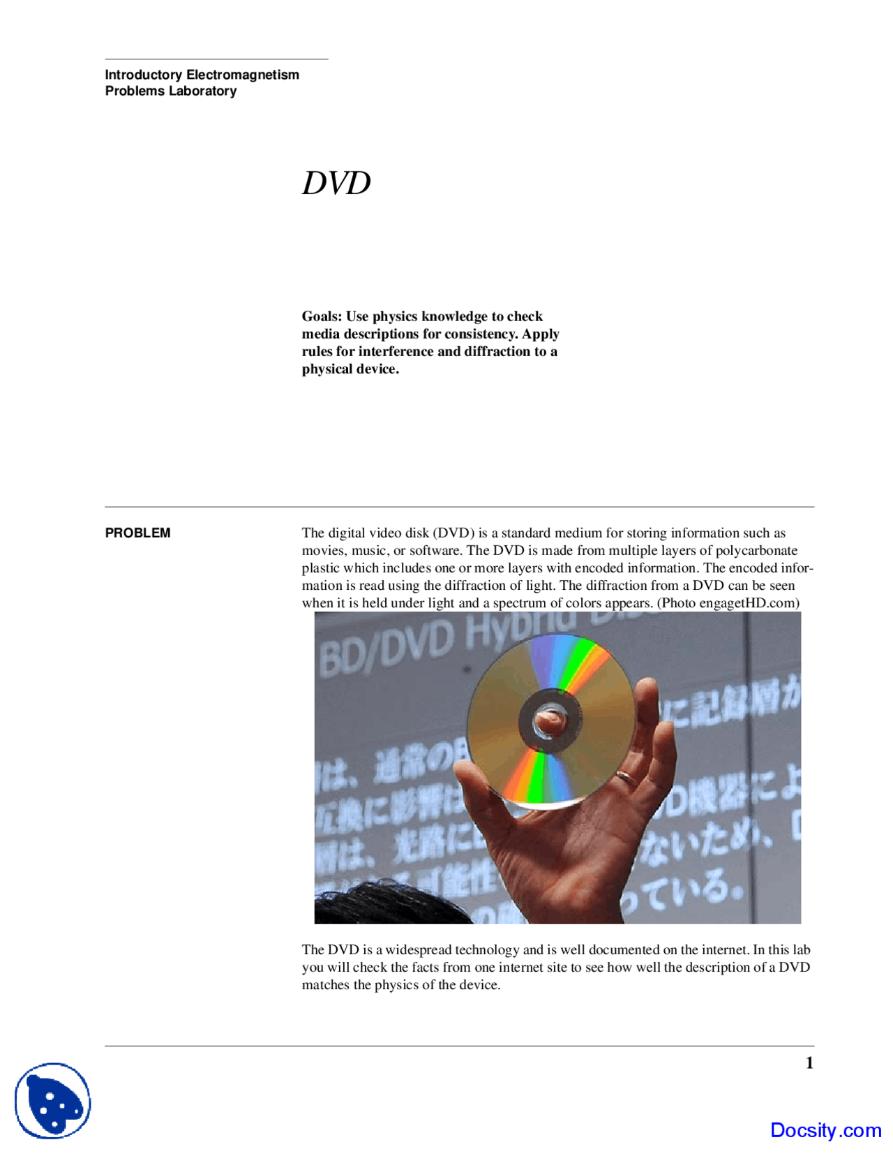 DVD - General Physcis - Lab Handouts - Docsity