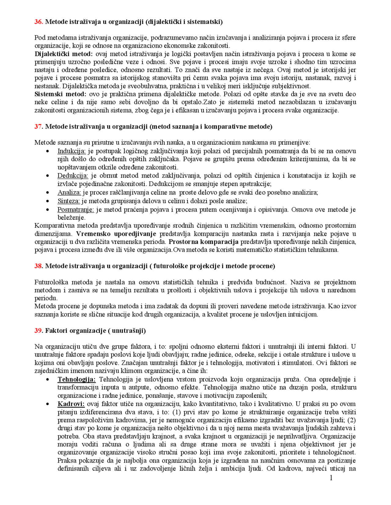 Odgovori iz teorije organizacije 2 | Rezime' predlog Organizacija proizvodnje - Docsity