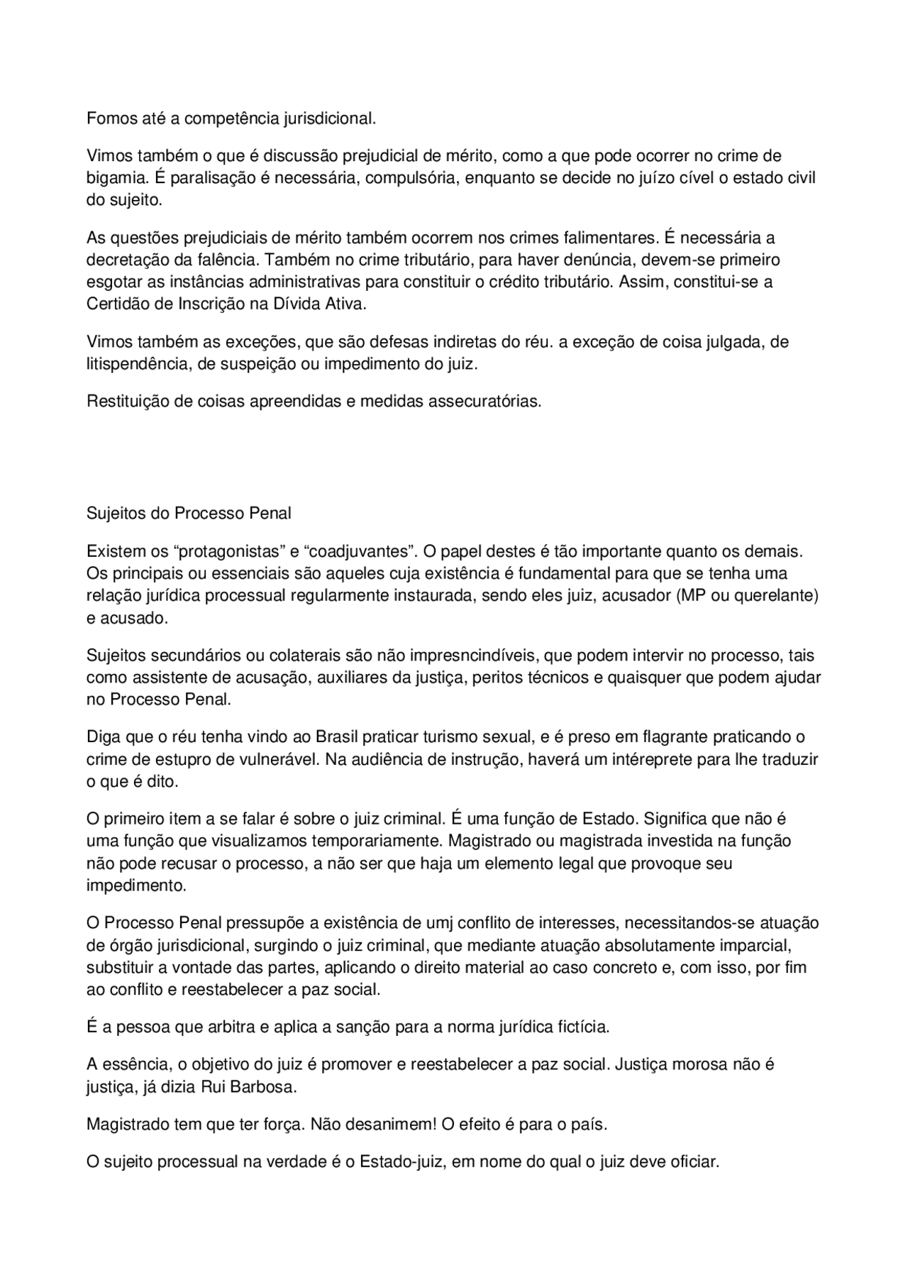 Sujeitos do Processo Penal - Apostilas - Direito Processual Penal | Notas de estudo Direito ...