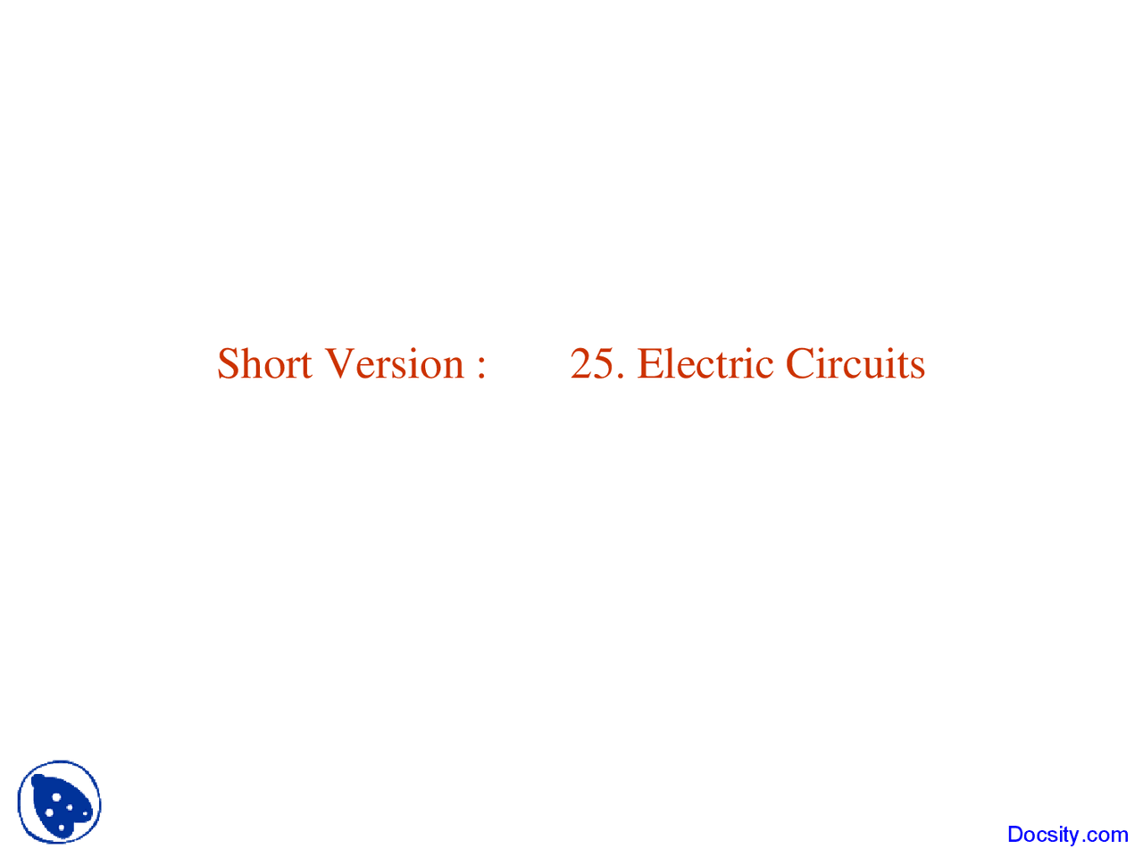 Circuits General Physcis Lecture Slides Docsity