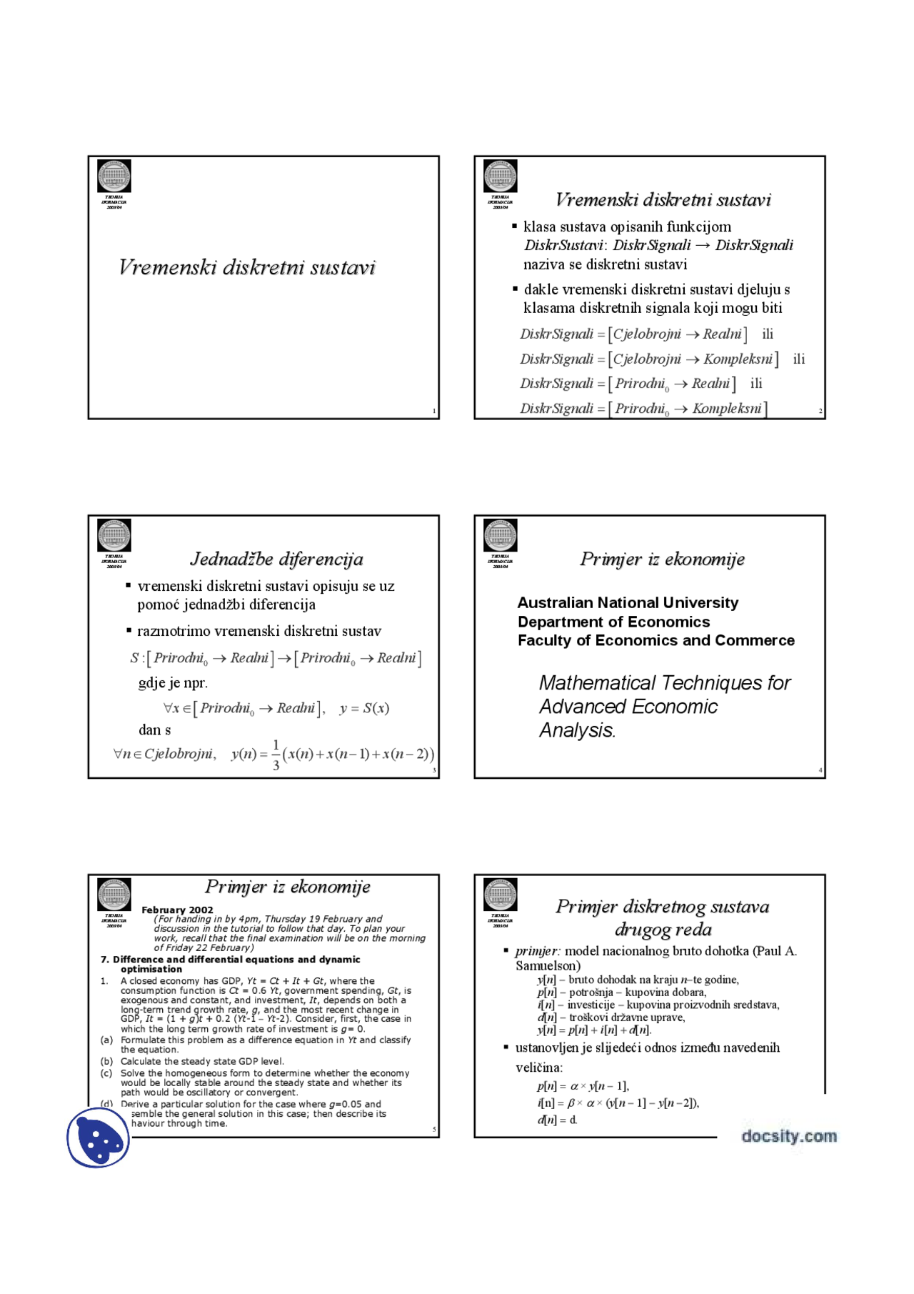 Vremenski Diskretni Sustavi Slajdovi Teorija Informacije Informatika