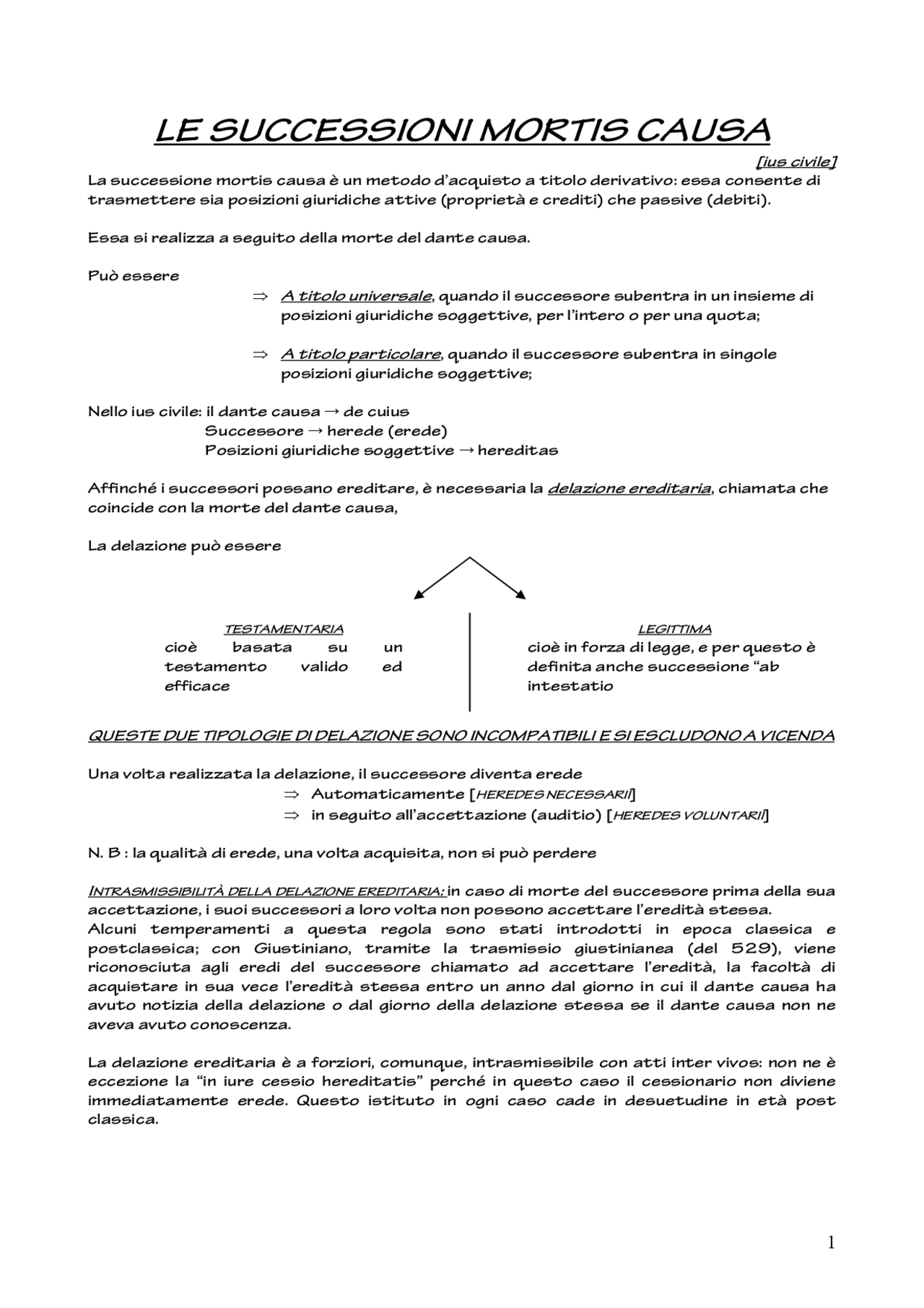 Le Successioni In Particolare La Clausola Mortis Causa Docsity