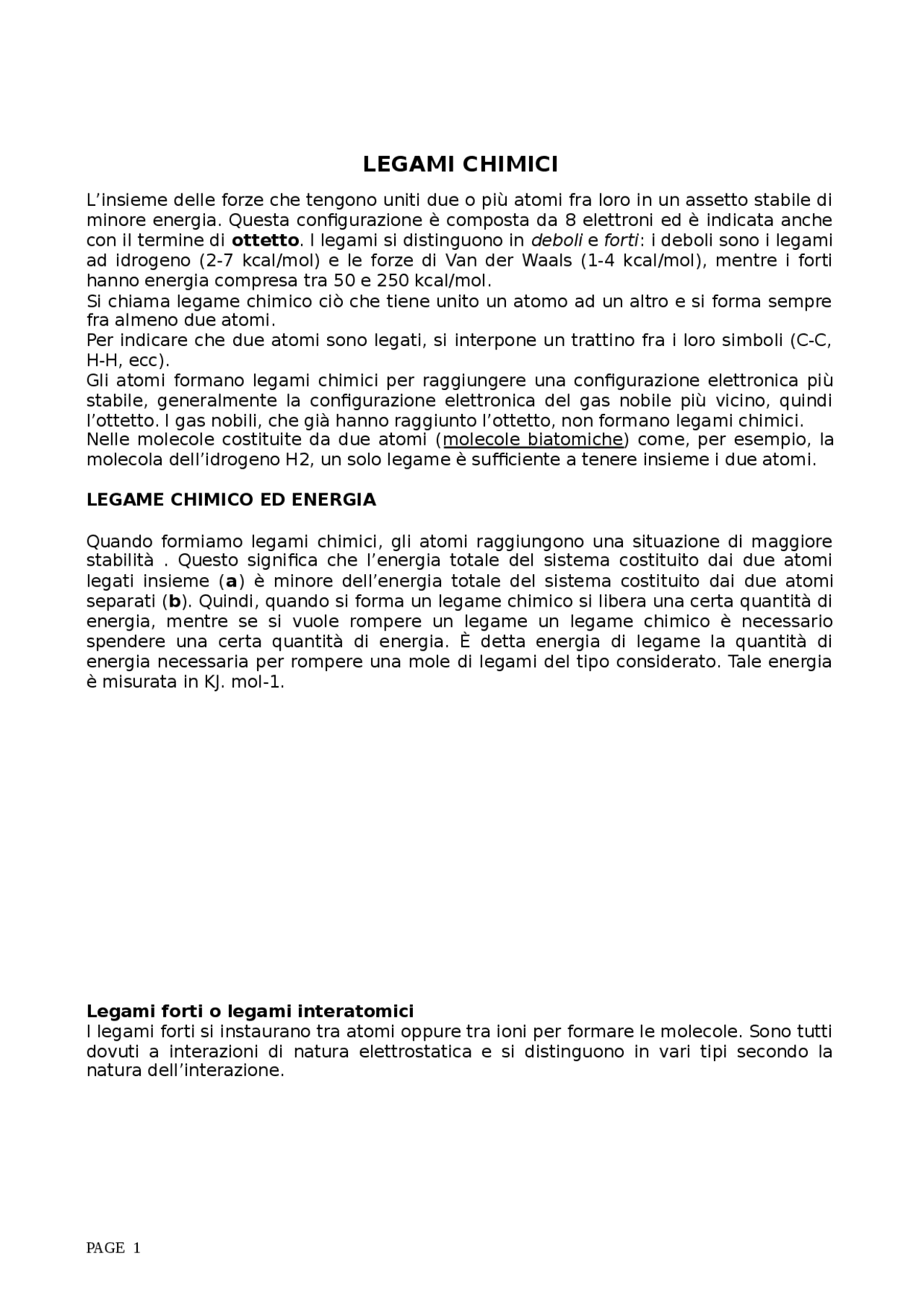 Legami Chimici Docsity