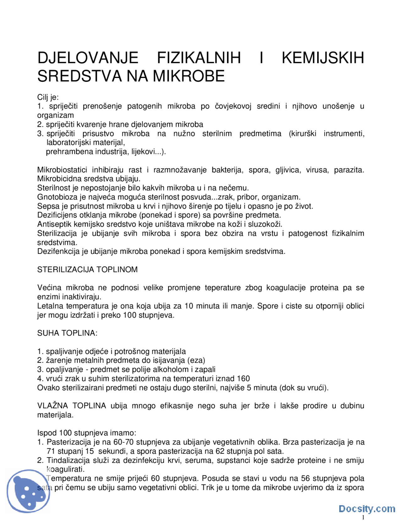 Mikrobi-Skripta-Mikrobiologija-Medicina | Rezime' predlog Prva pomoć - Docsity